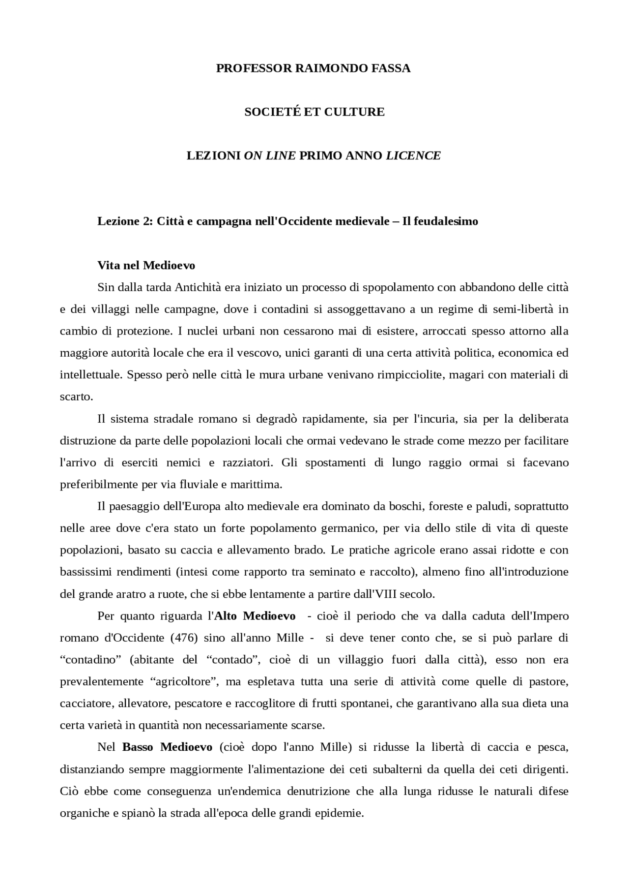 Storia Medievale Riassunto Docsity