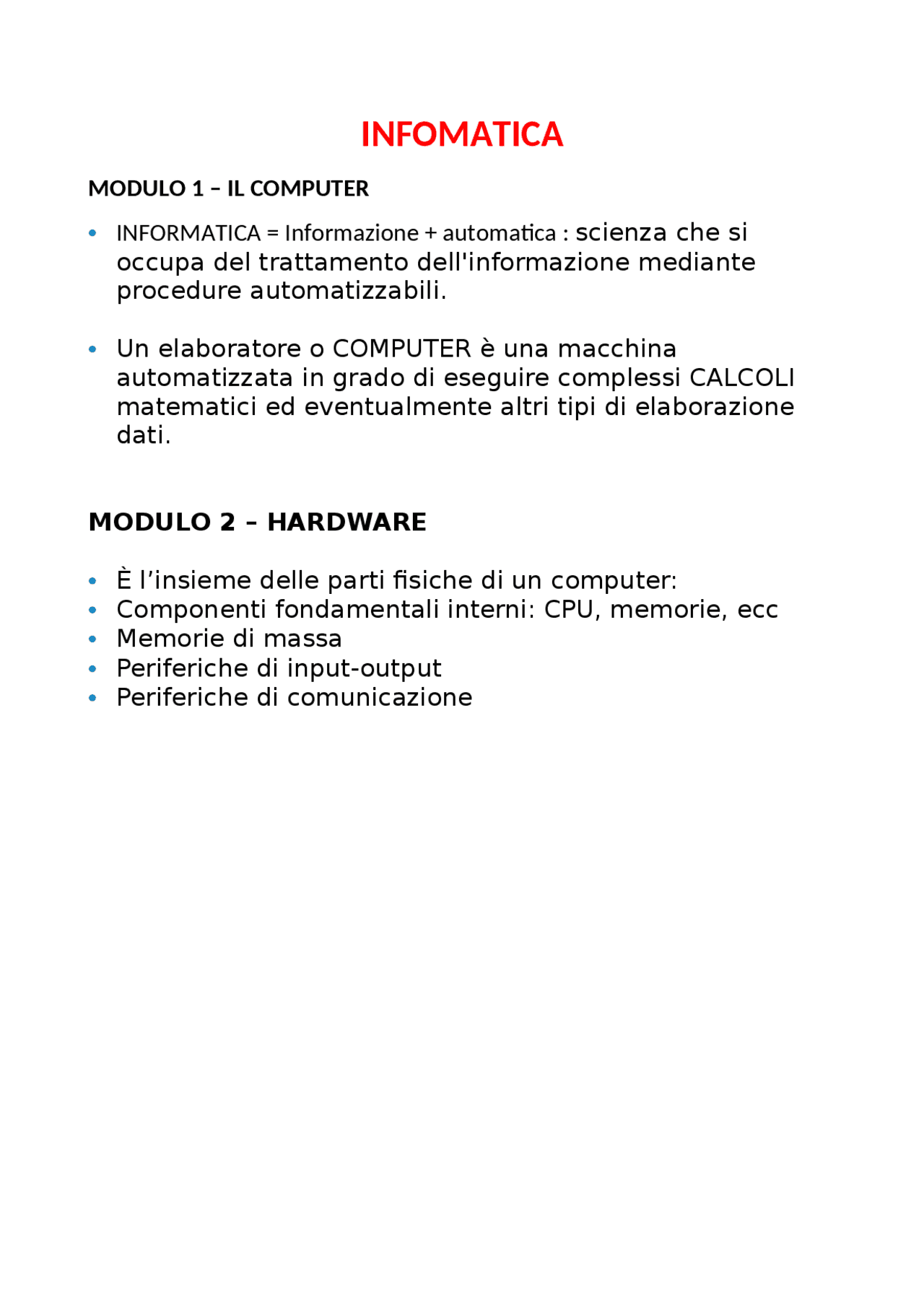 Informatica Di Base Introduzione Docsity