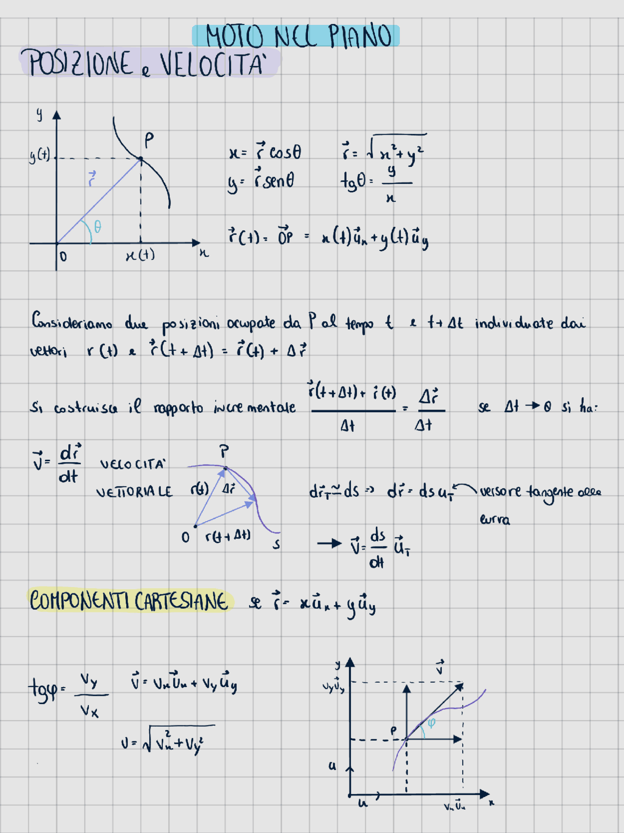 Cinematica 2D (bidimensionale) - Docsity