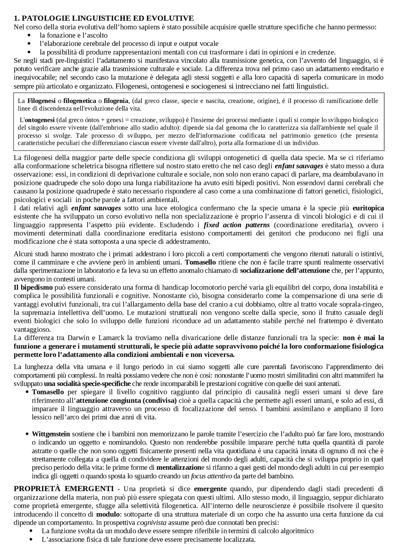 Scienze Cognitive Del Linguaggio Docsity