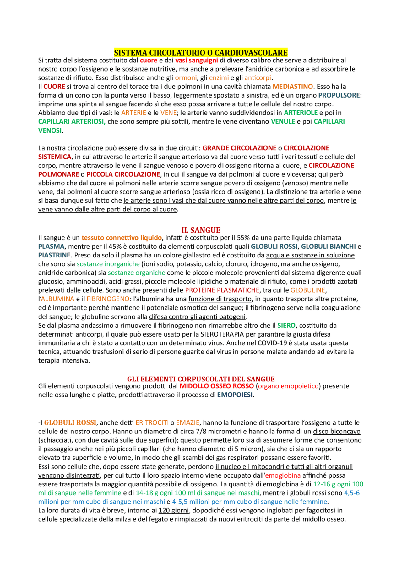 Sistema Cardiocircolatorio Docsity