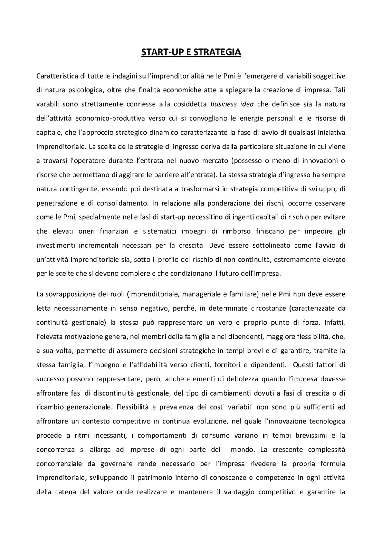 Appunti Start Up E Strategia Docsity