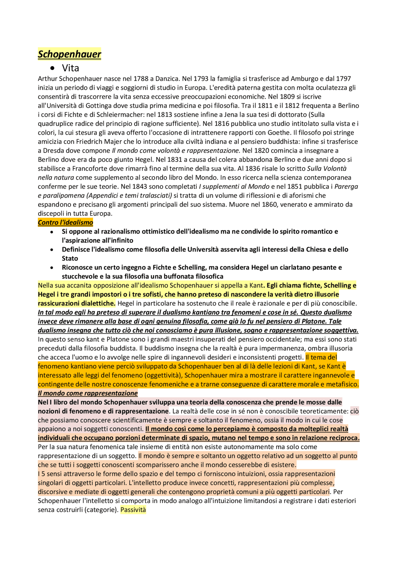 Schopenhauer E Kierkegaard Docsity