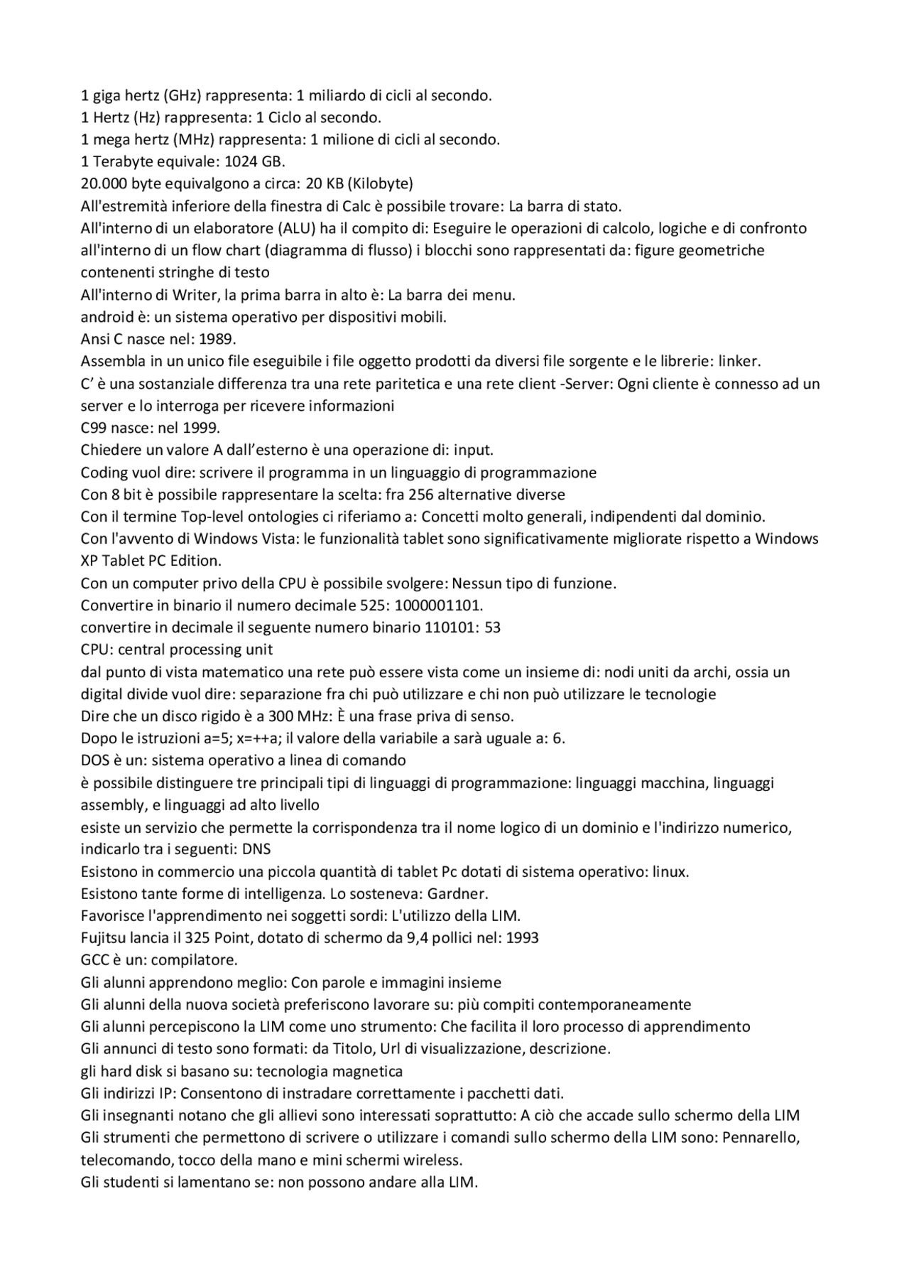 Informatica Agg A Marzo Scienze Economiche Lm 56 Pegaso Docsity