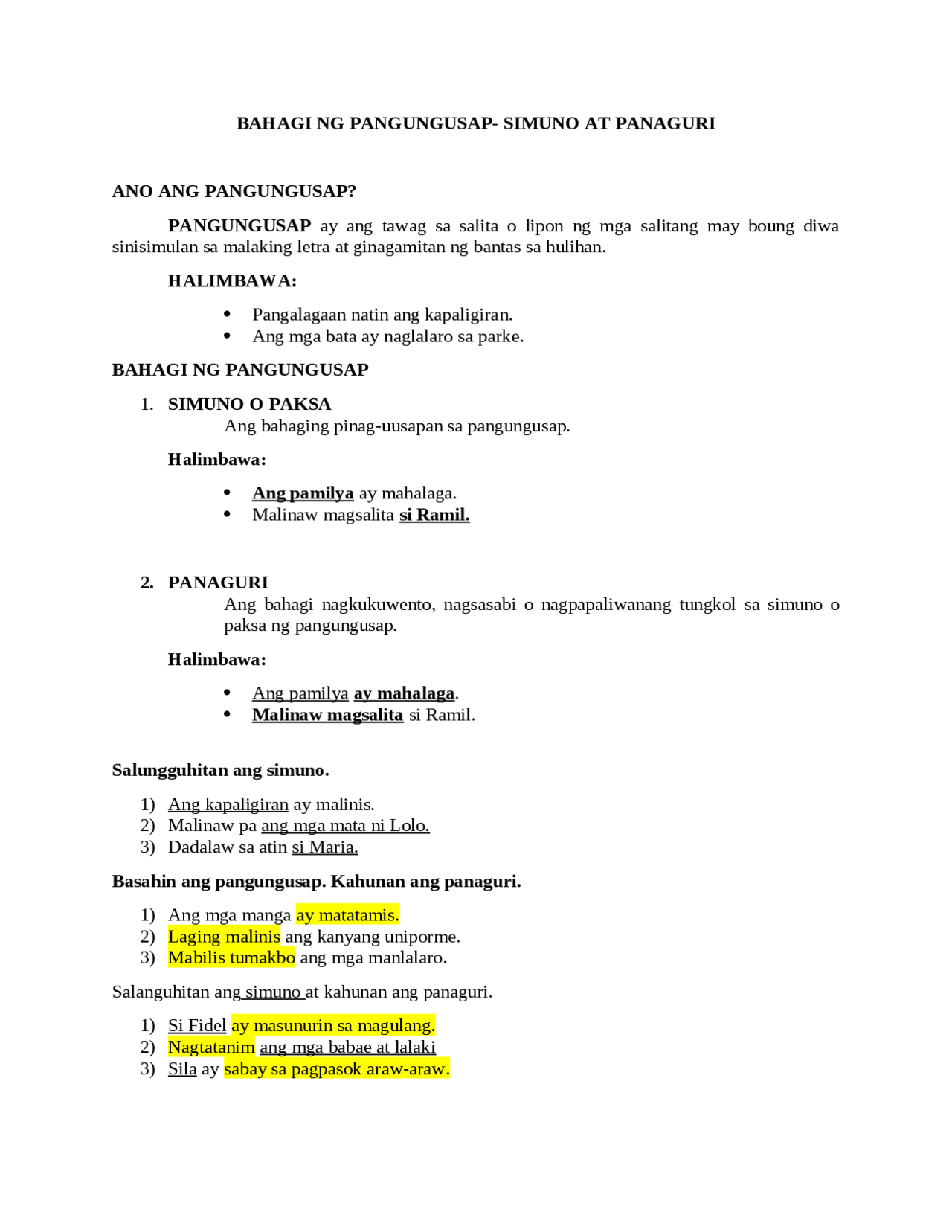 About how to write sentence using subject and predicate in filipino ...