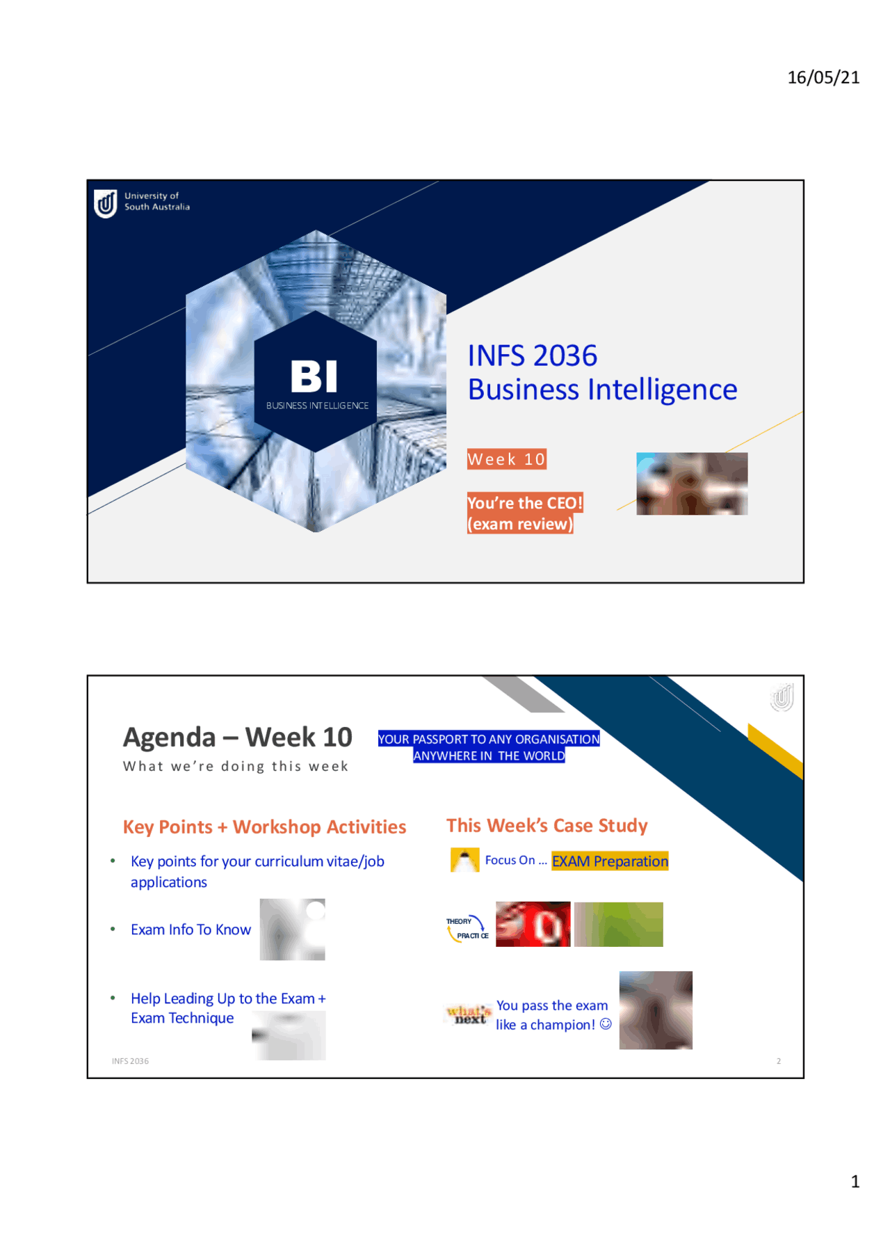INFS 2036 Exam Review: Business Intelligence and Data Analytics ...