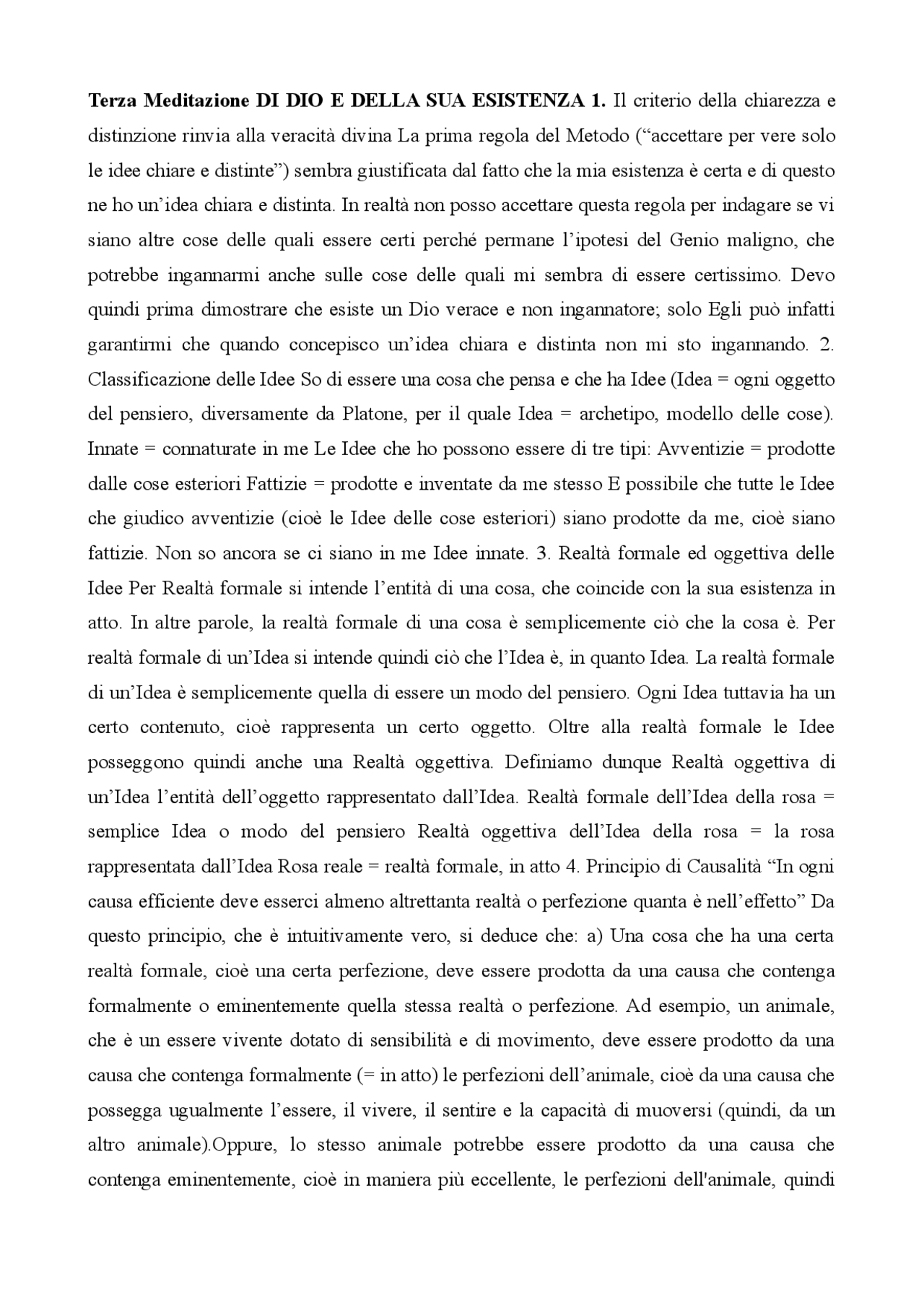Pensiero Filosofico Di Cartesio Su Dio Docsity
