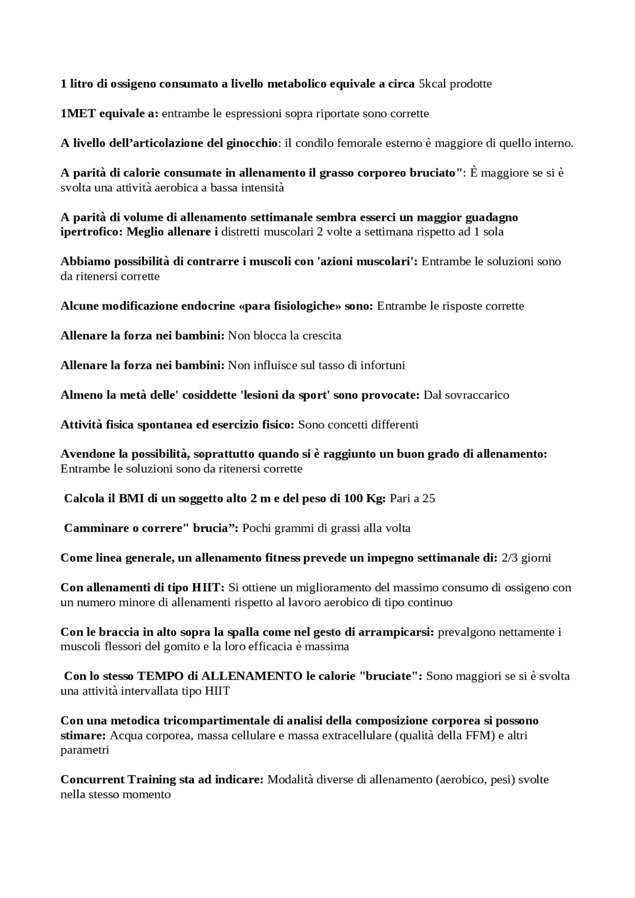 Fitness E Wellness Paniere Risposte Chiuse Ecampus Docsity