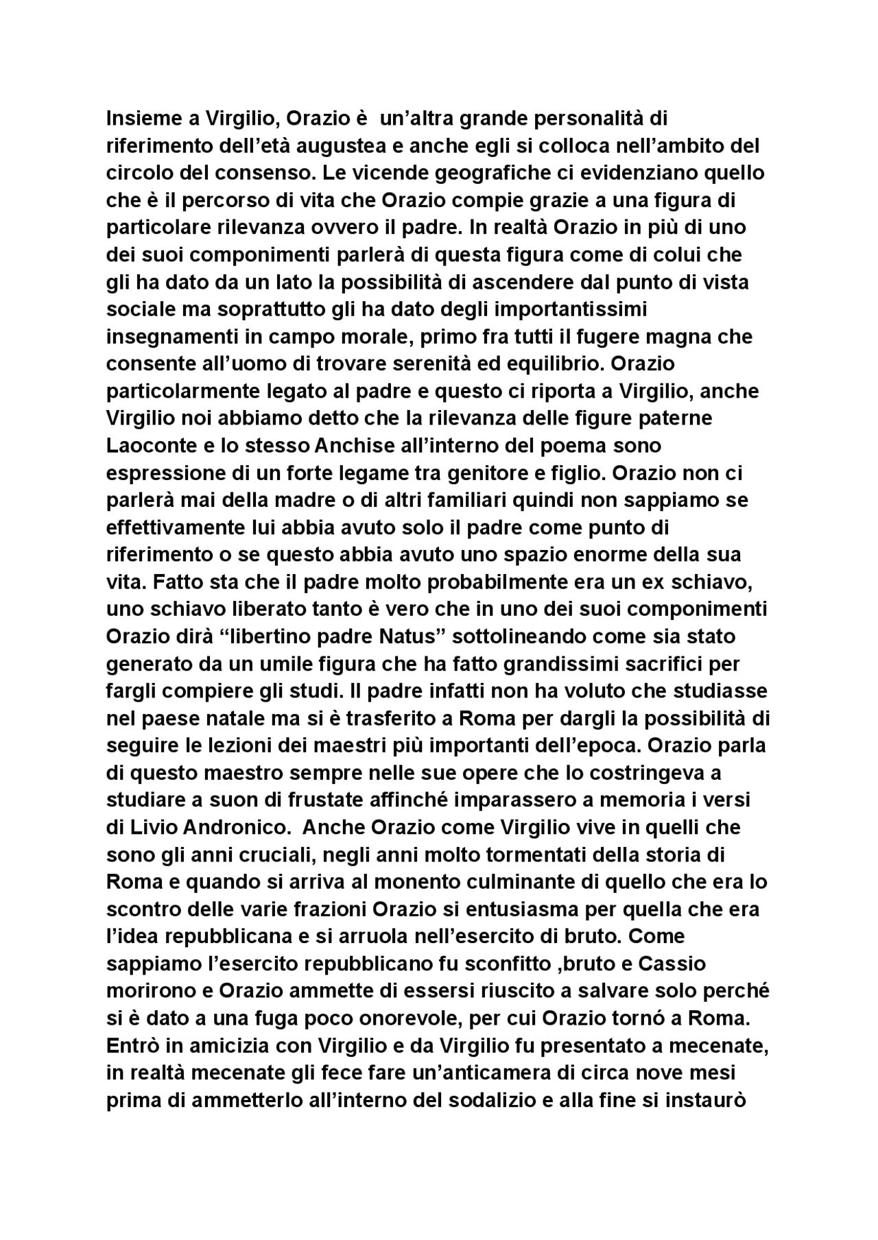 Vita Di Orazio Latino Docsity
