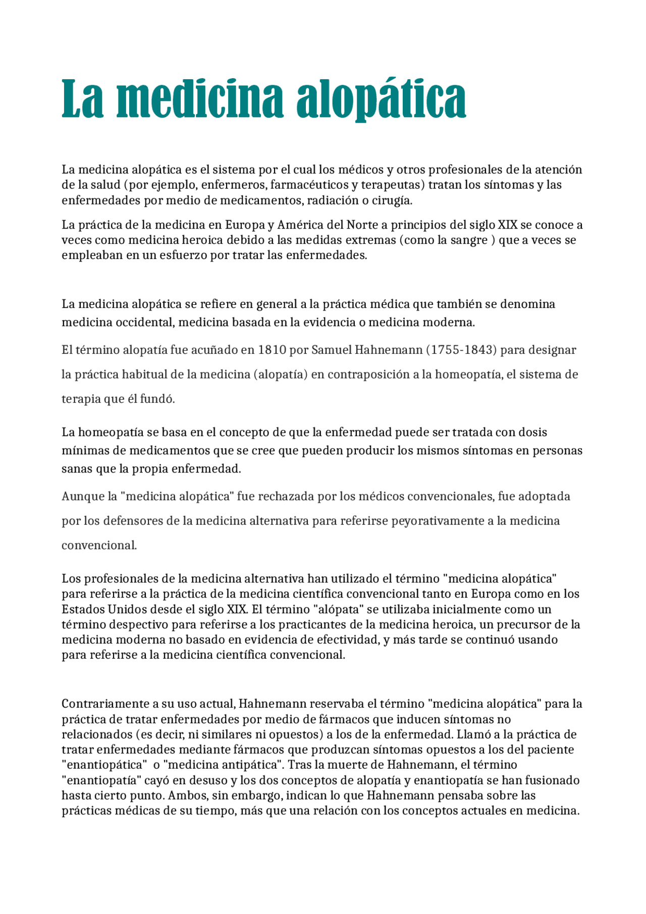 Resumen de la medicina alopática | Resúmenes de Cultura Científica ...