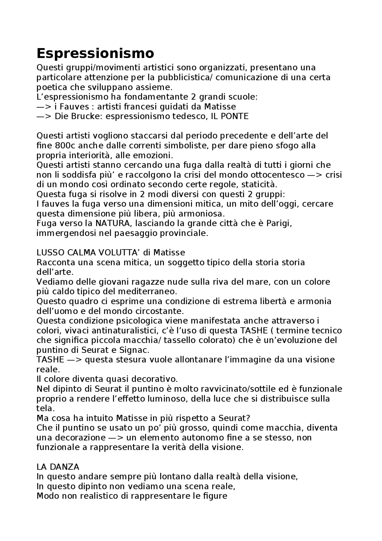 Appunti sull'espressionismo e i suoiartisti principali - Docsity