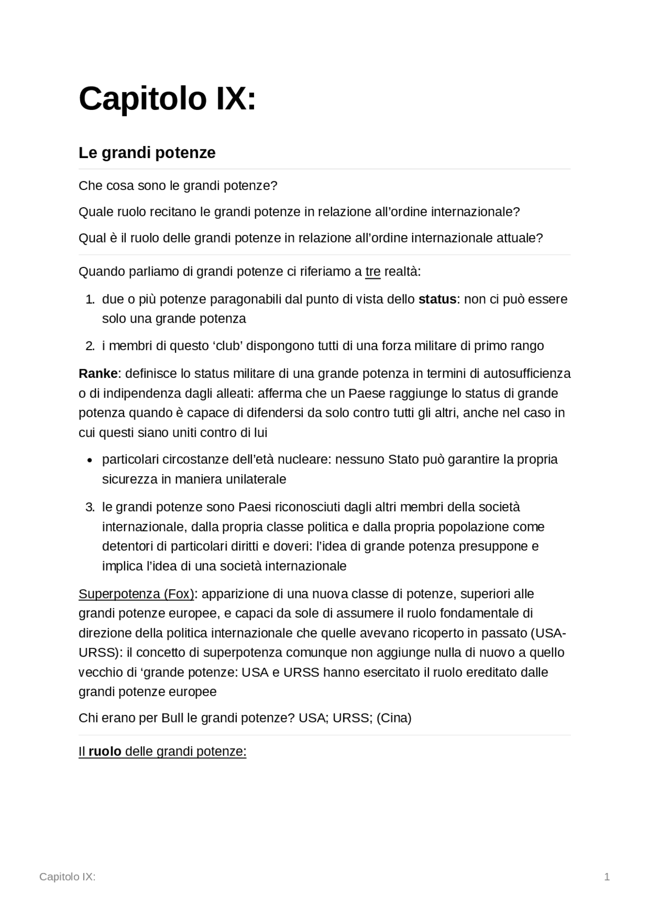 Riassunto CAPITOLO IX BULL - Docsity