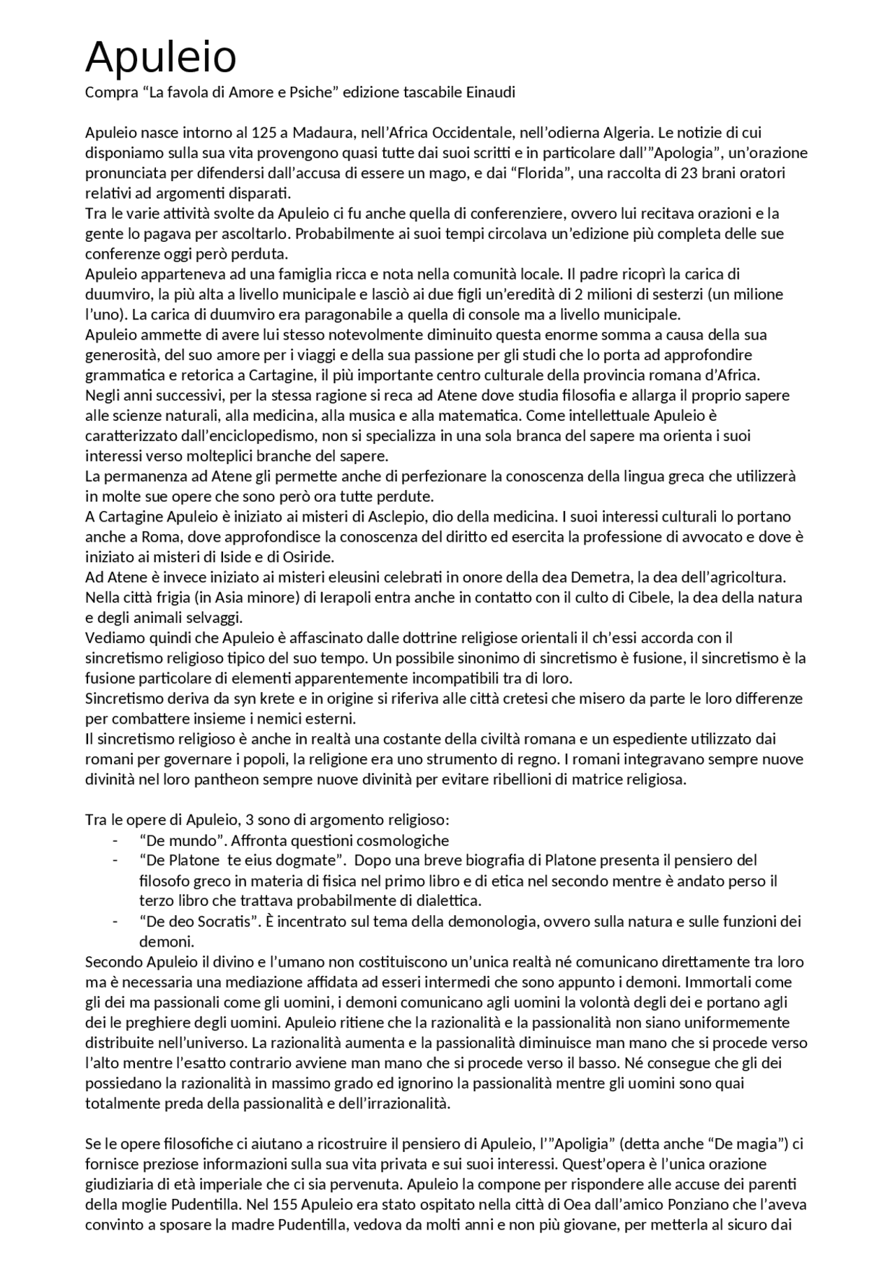 Apuleio - le metamorfosi - Docsity