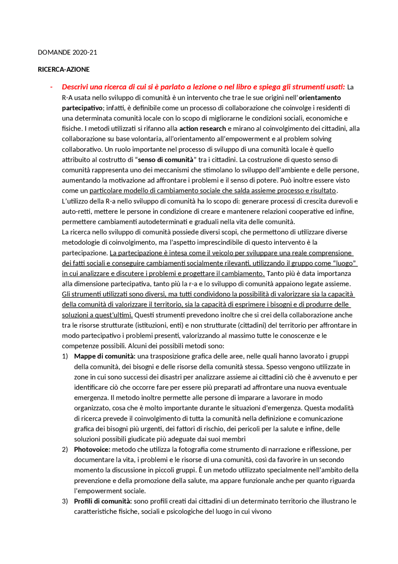 Domande Di Ricerca Azione Docsity