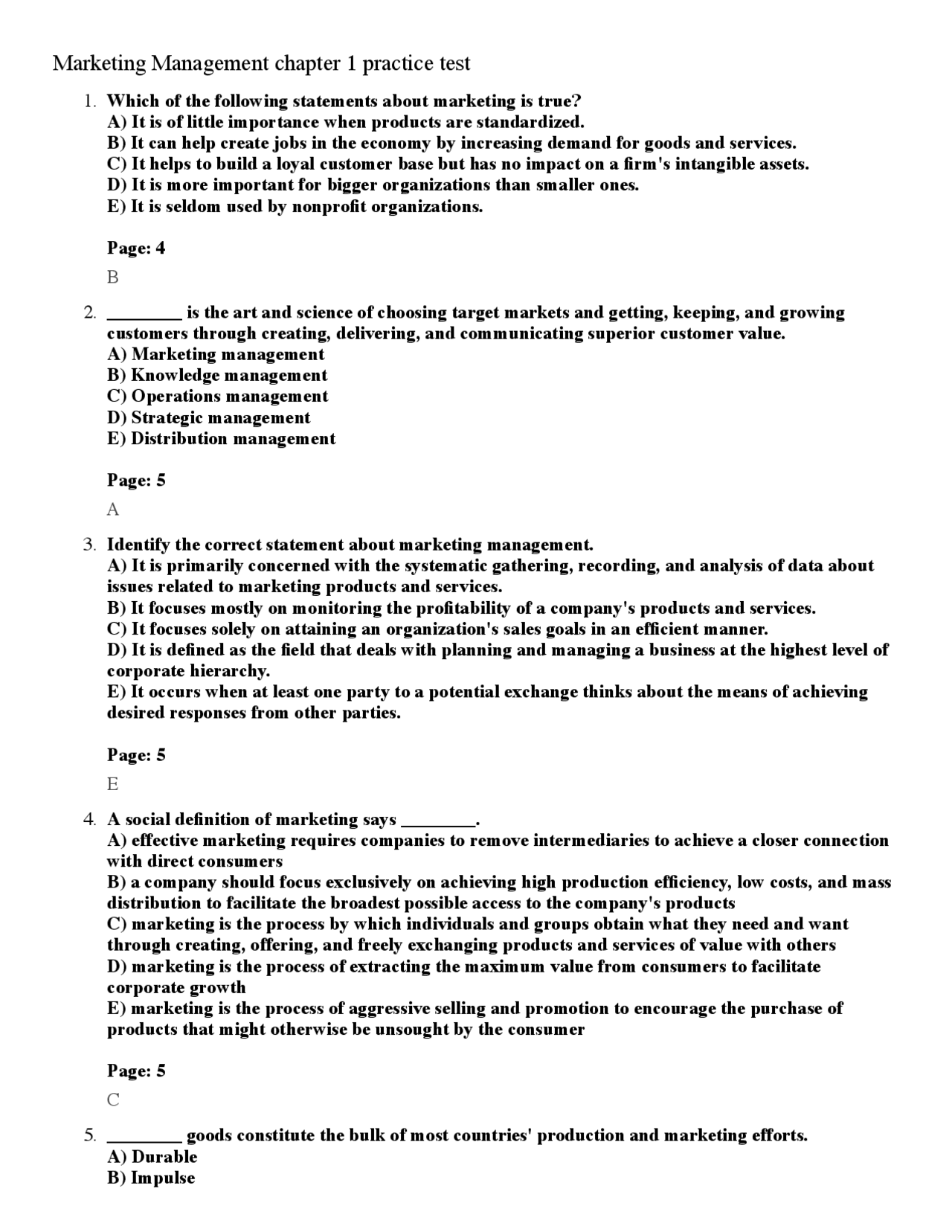 Marketing Management 15ed - multiple choice - Test Bank latest ed - Docsity