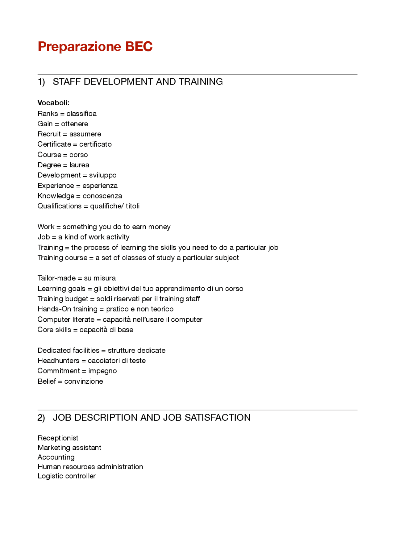 PREPARAZIONE ALLA CERTIFICAZIONE in inglese B2 - Docsity