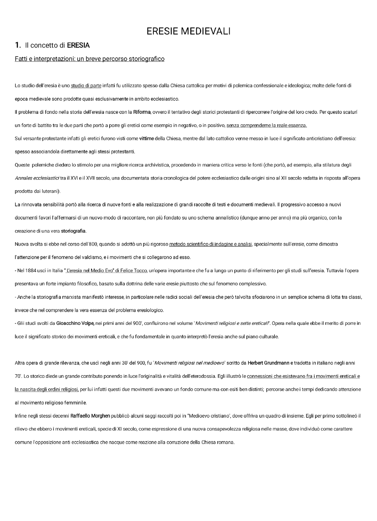 Riassunto "Le eresie medievali" | Sintesi del corso di Storia Medievale ...