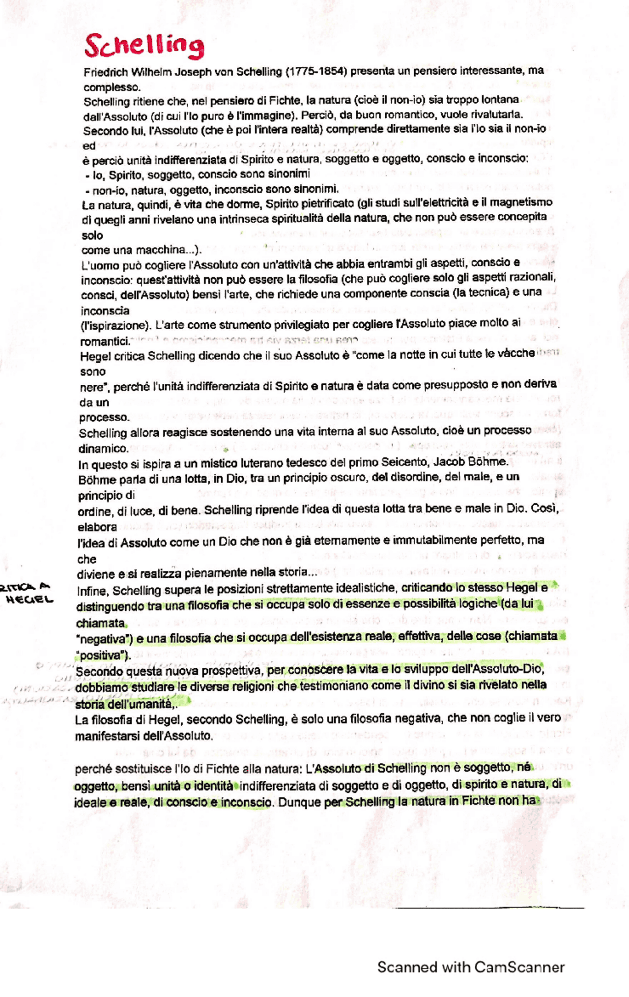 Sintesi Di Schelling Docsity