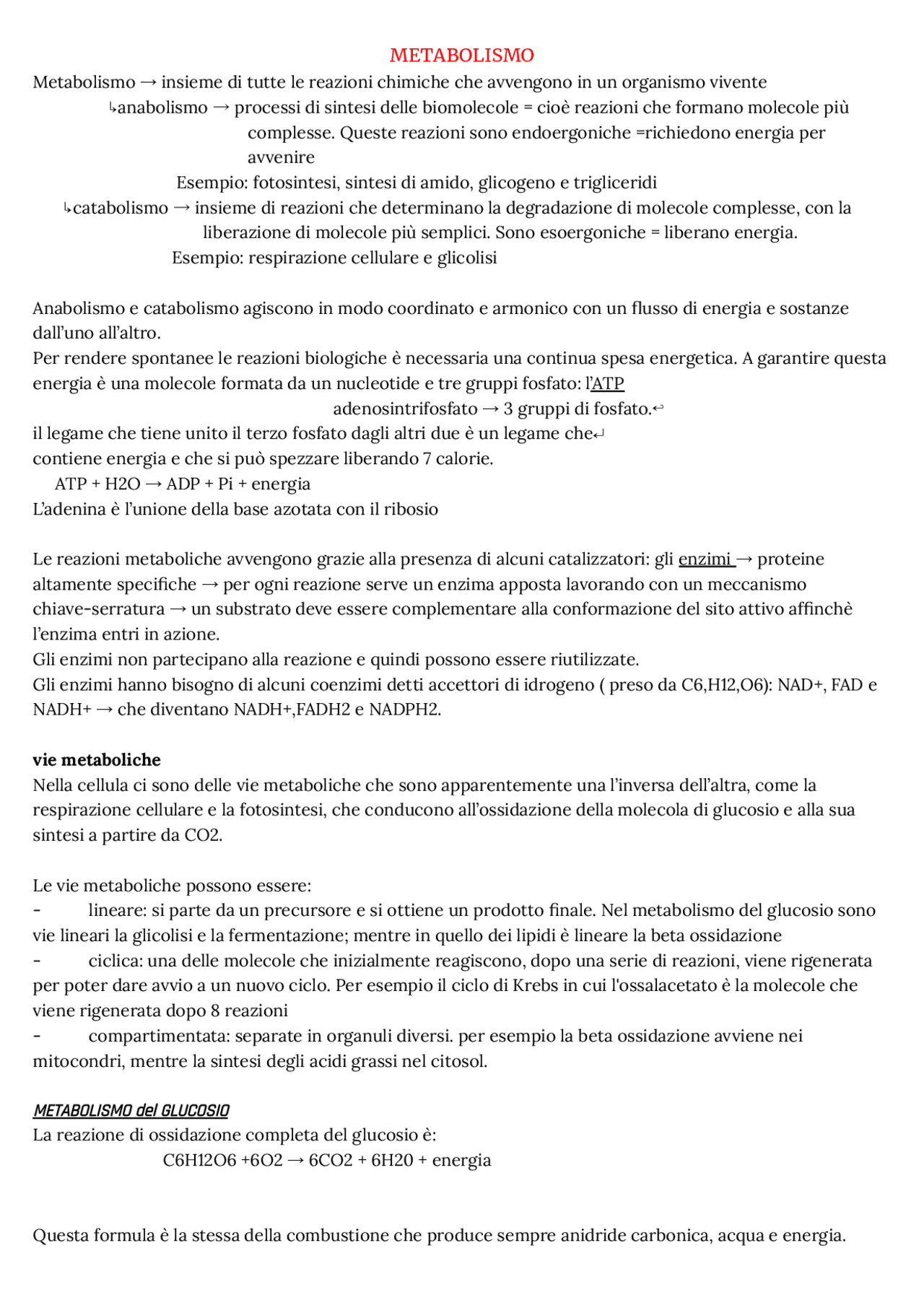 Metabolismo Del Glucosio E Dei Lipidi Docsity