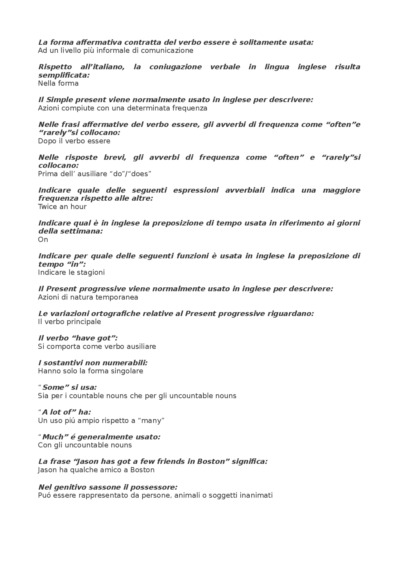 Test Di Inglese Unipegaso Docsity