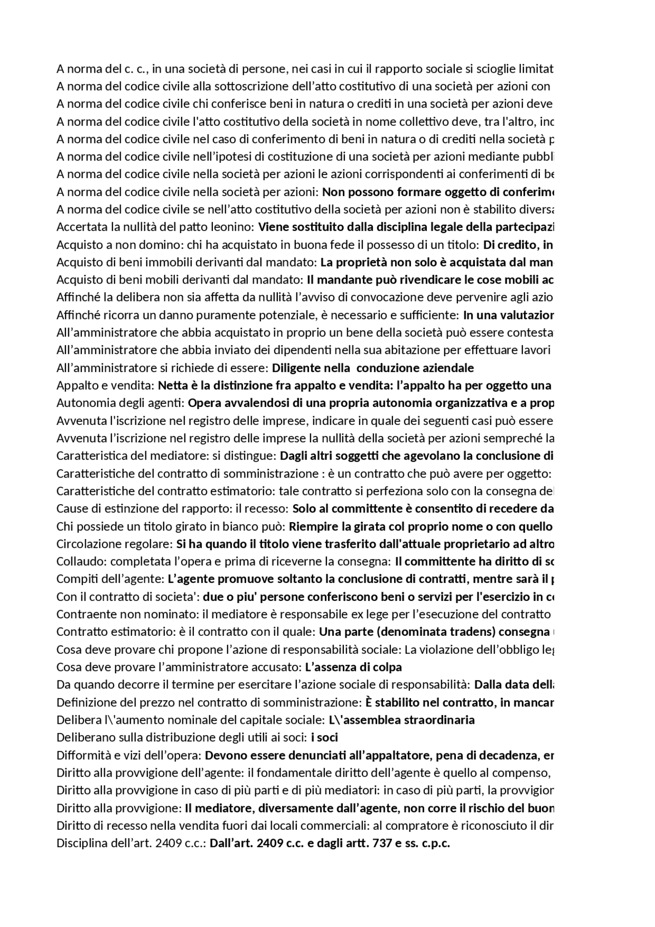 DIRITTO COMMERCIALE domande e risposte - Docsity