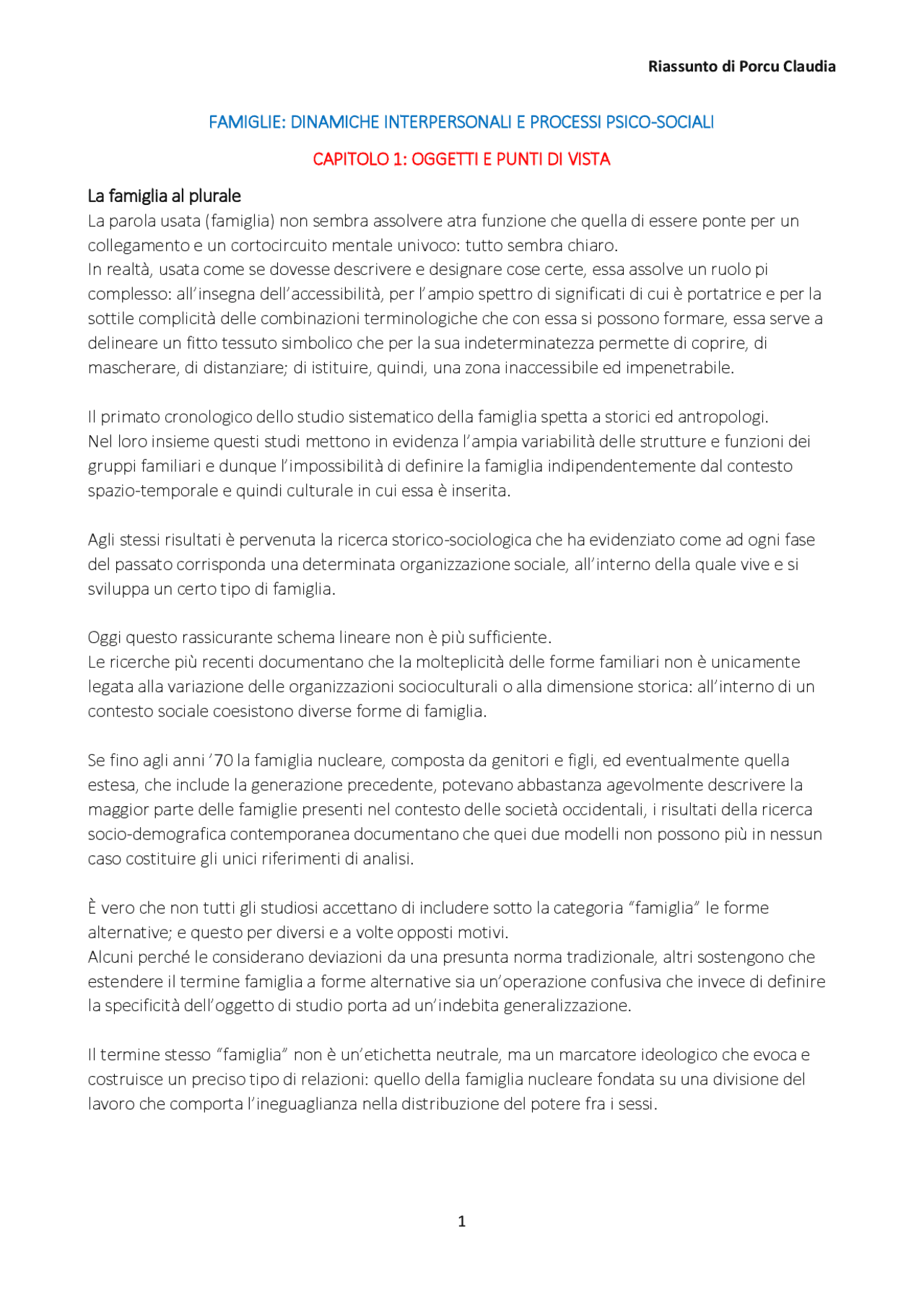Famiglie Dinamiche Interpersonali E Processi Psico Sociali Docsity