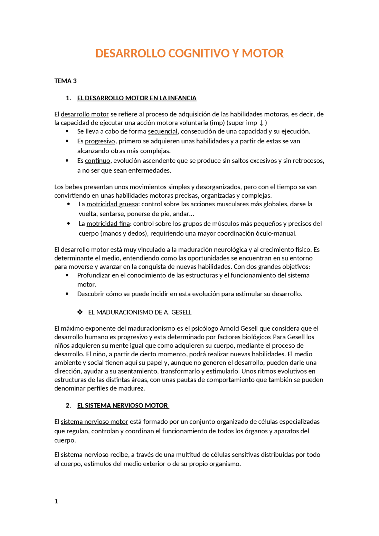 Desarrollo Cognitivo I Motor Resúmenes De Literatura Universal Docsity