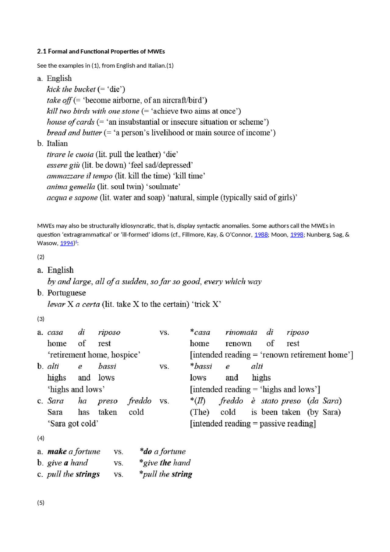 MULTI-WORD EXPRESSIONS AND MORPHOLOGY - Docsity