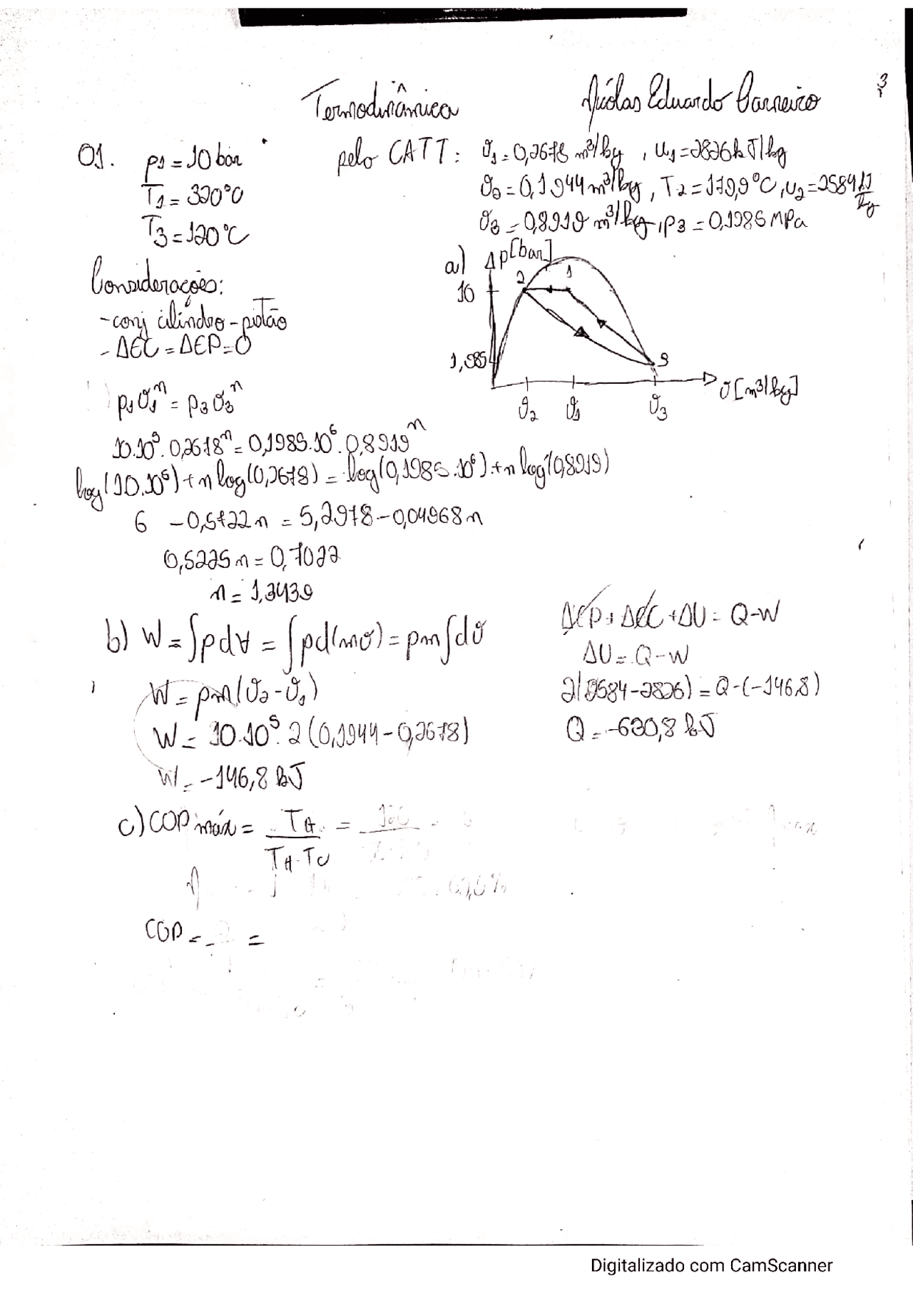 Prova 1 Termodinâmica Docsity
