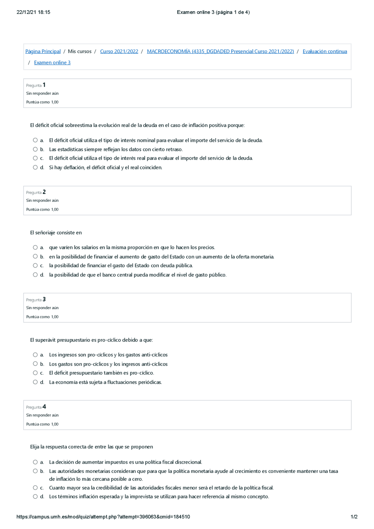 Examen De Macroeconomía Docsity