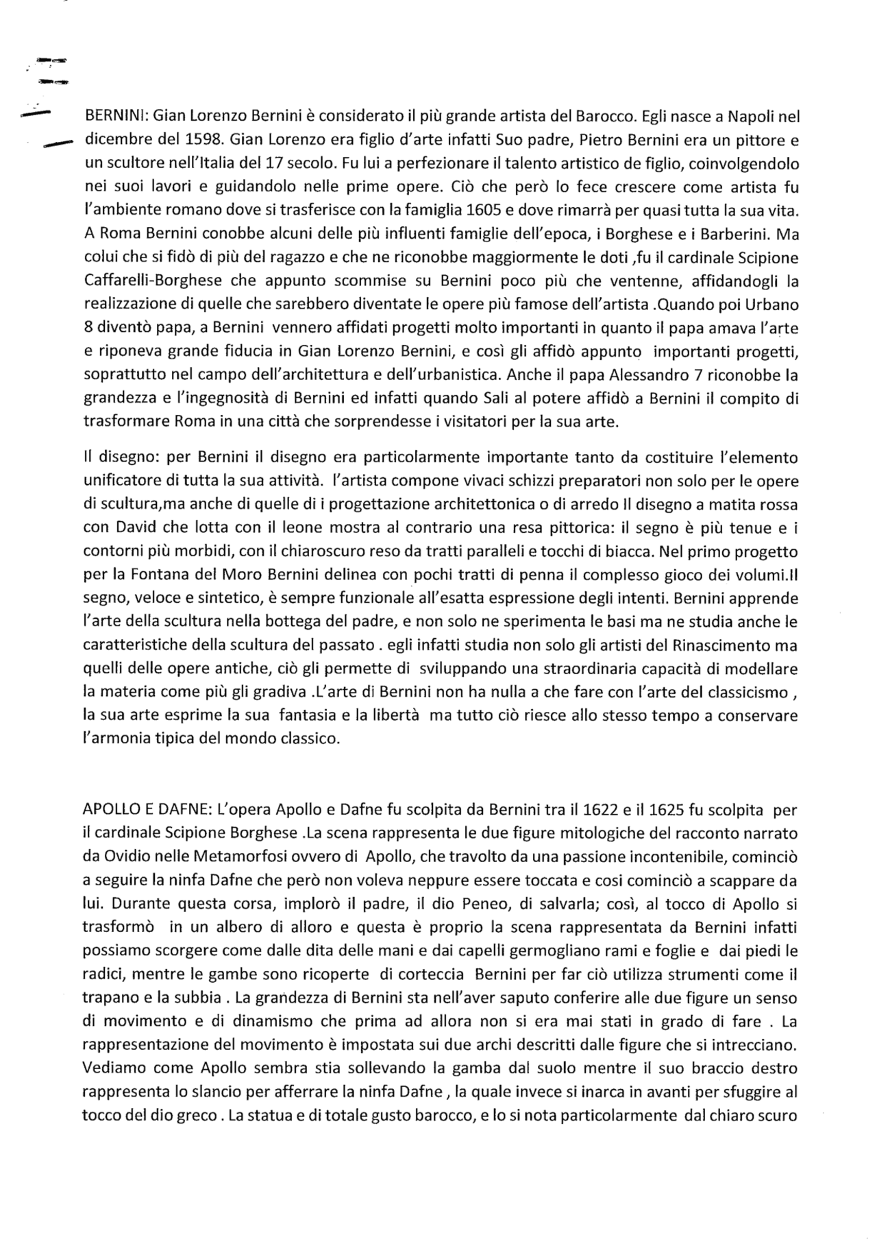 Riassunto Su Bernini Docsity