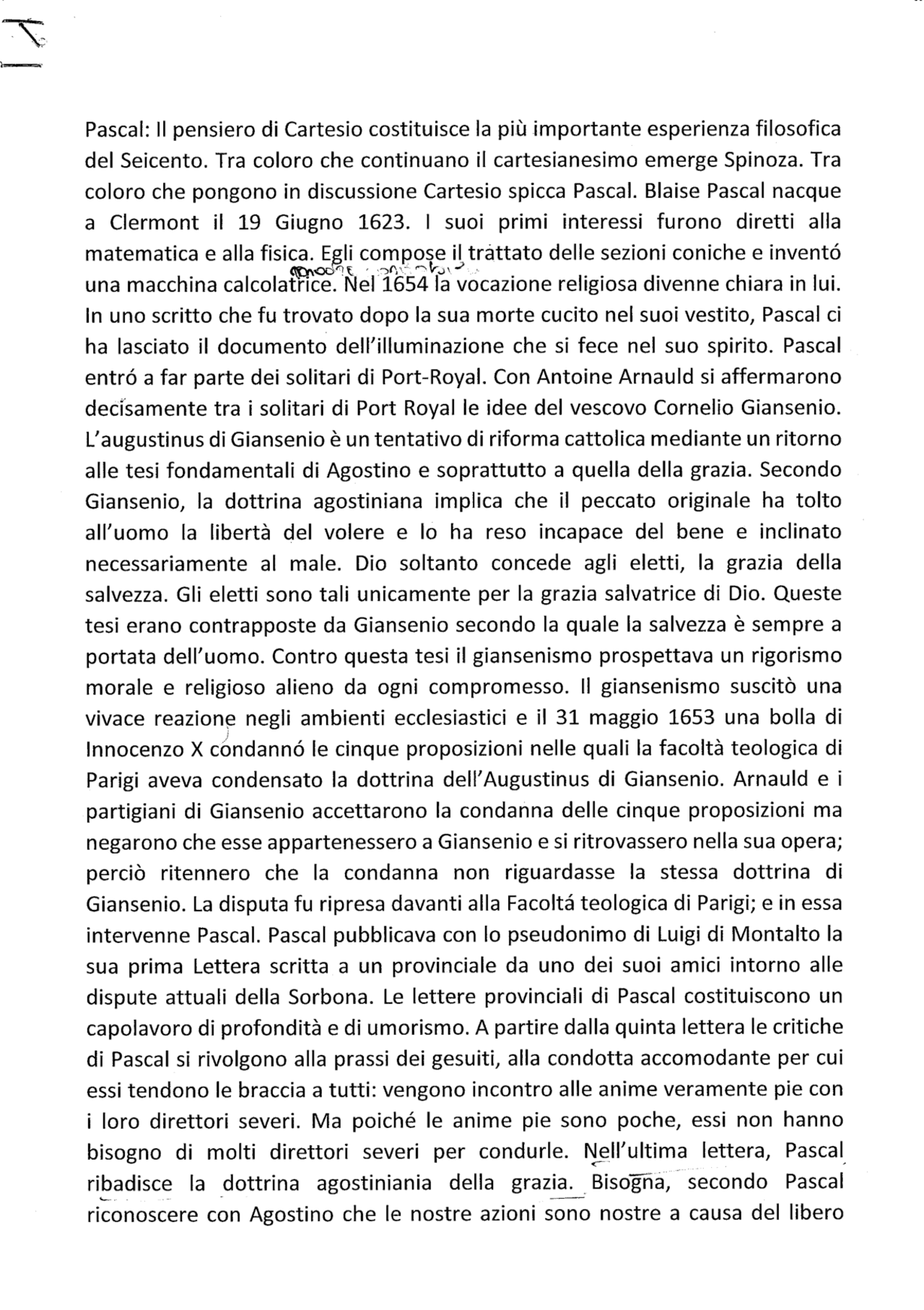 Riassunto Pascal E La Sua Filosofia Docsity