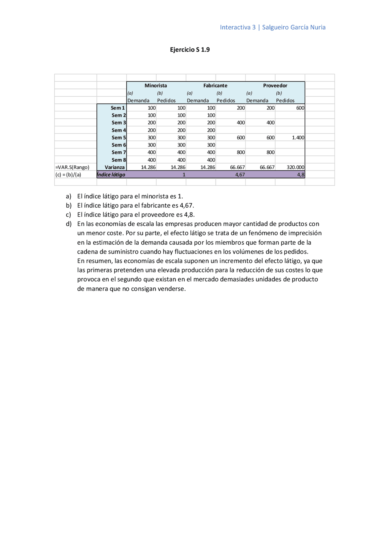 Ejercicio De Interactiva Ejercicios De Logística Docsity