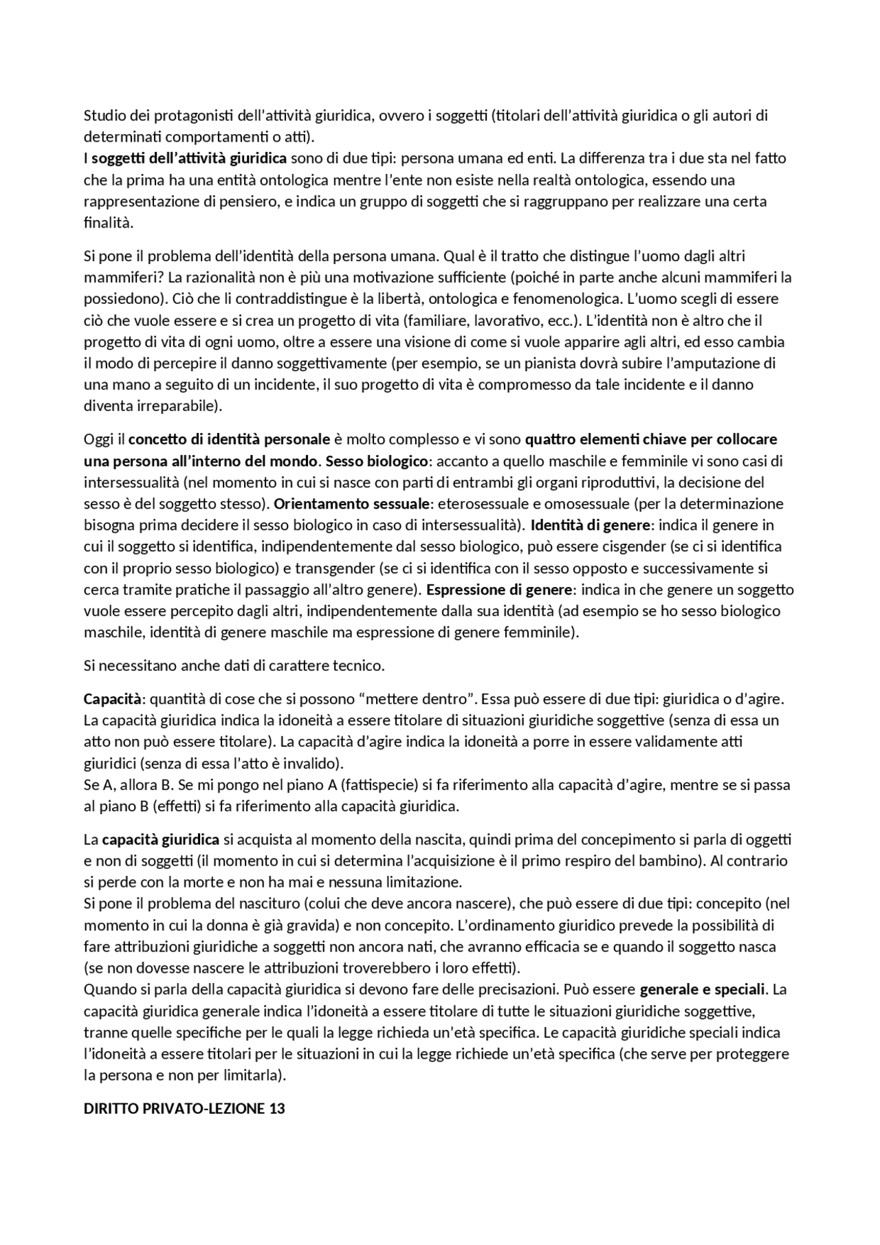 Diritto Privato 2°parte Persone Fisiche E Persone Giuridiche Docsity