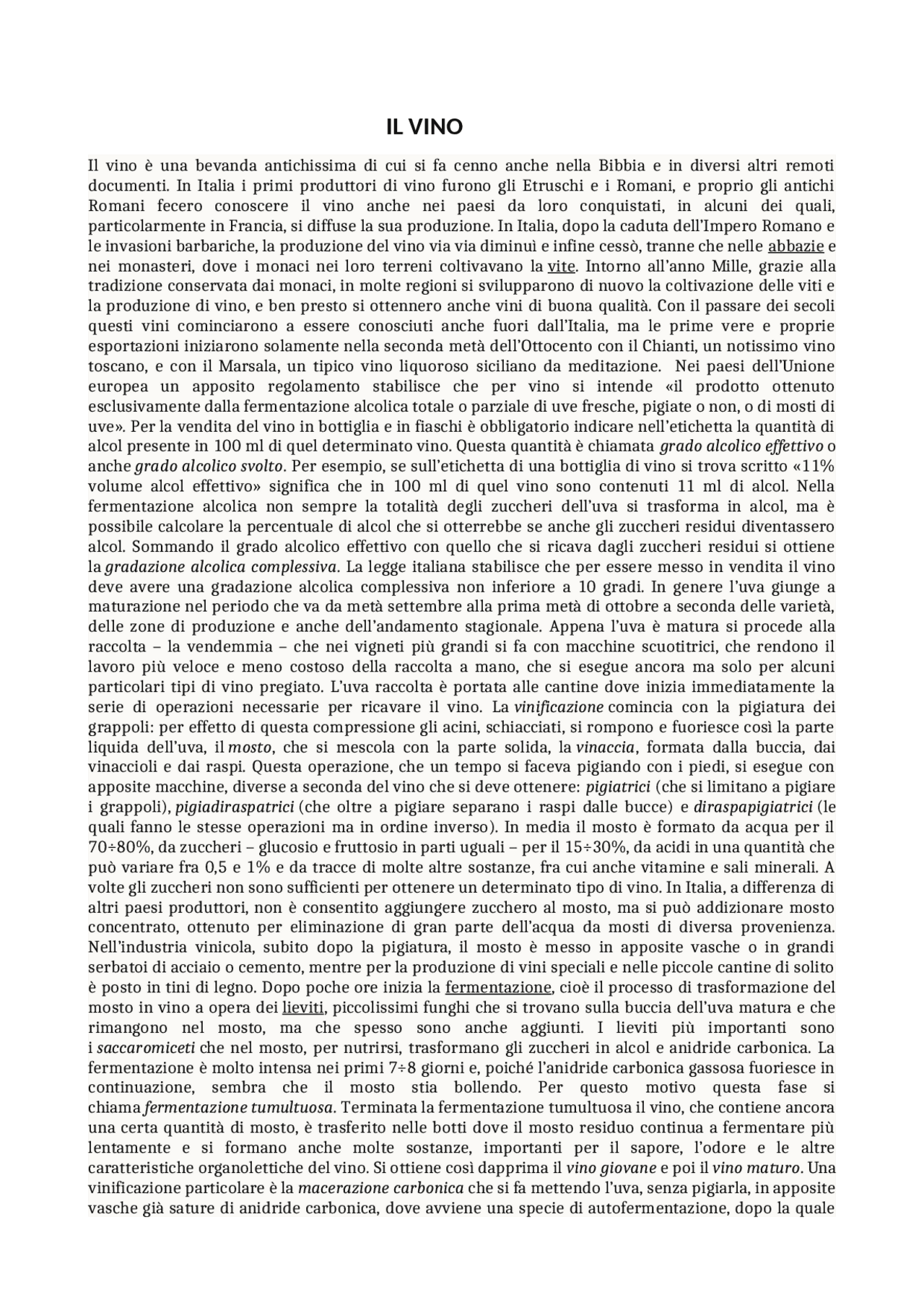 Il Vino Procedimento Di Produzione Docsity