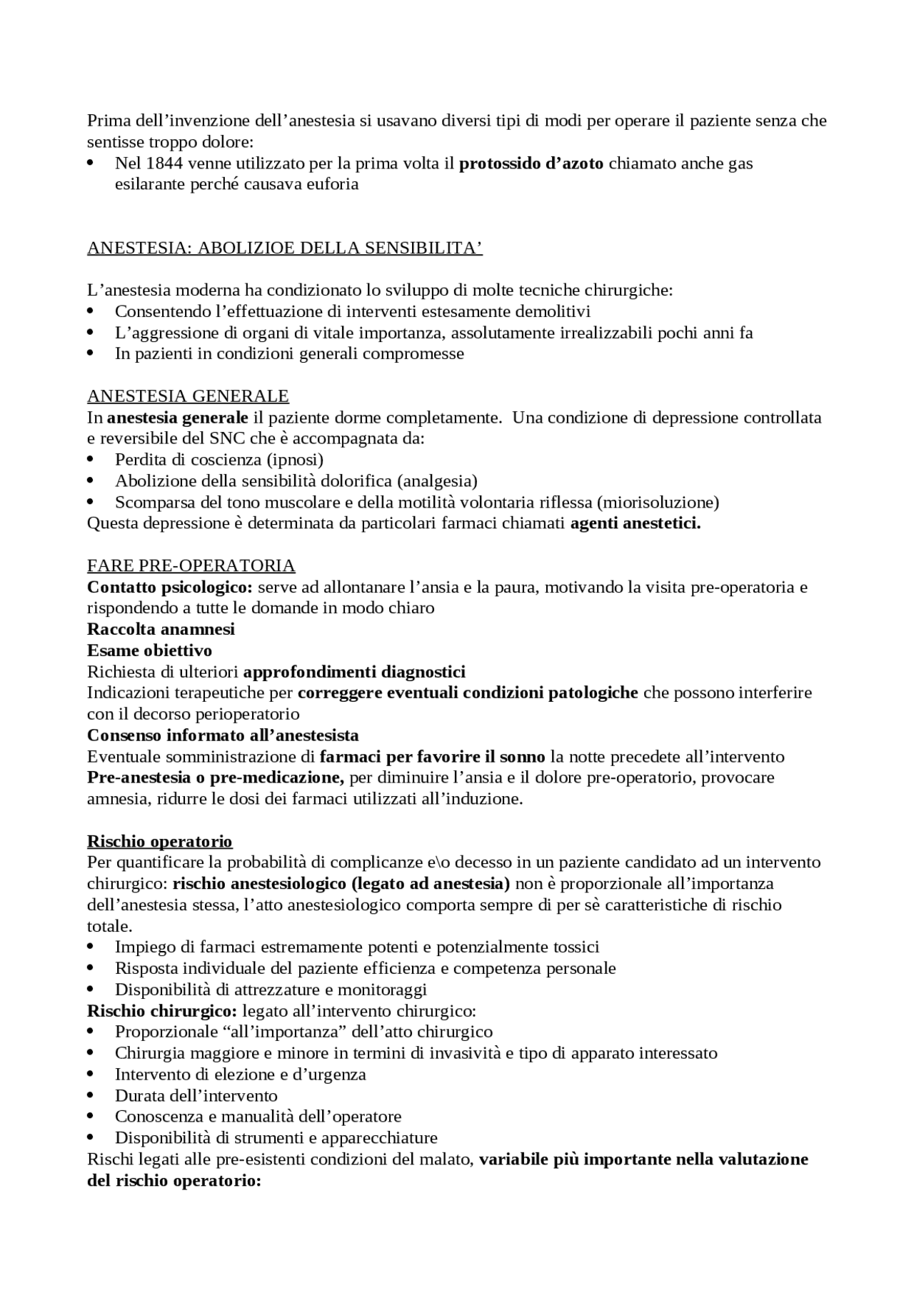 Anestesia E Analgesia Docsity