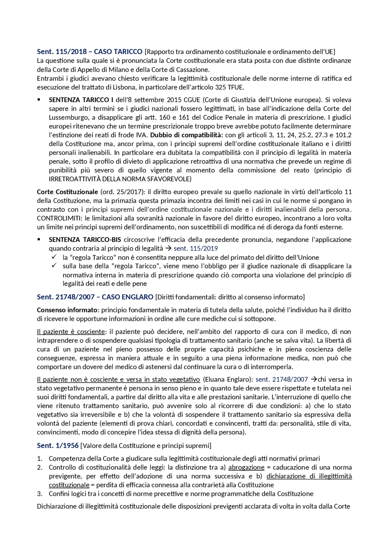 Sentenze Corte Costituzionale Docsity