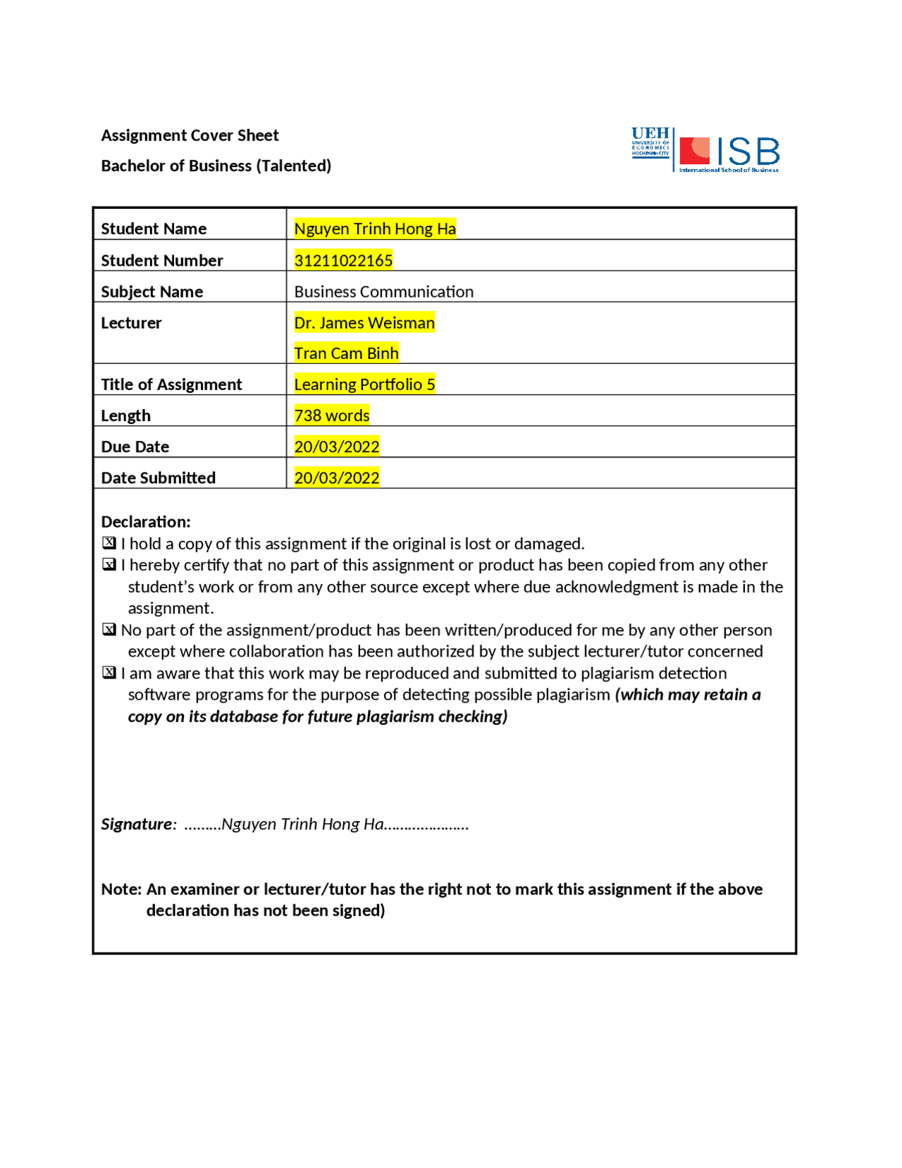 Learning Portfolio 4 Docsity