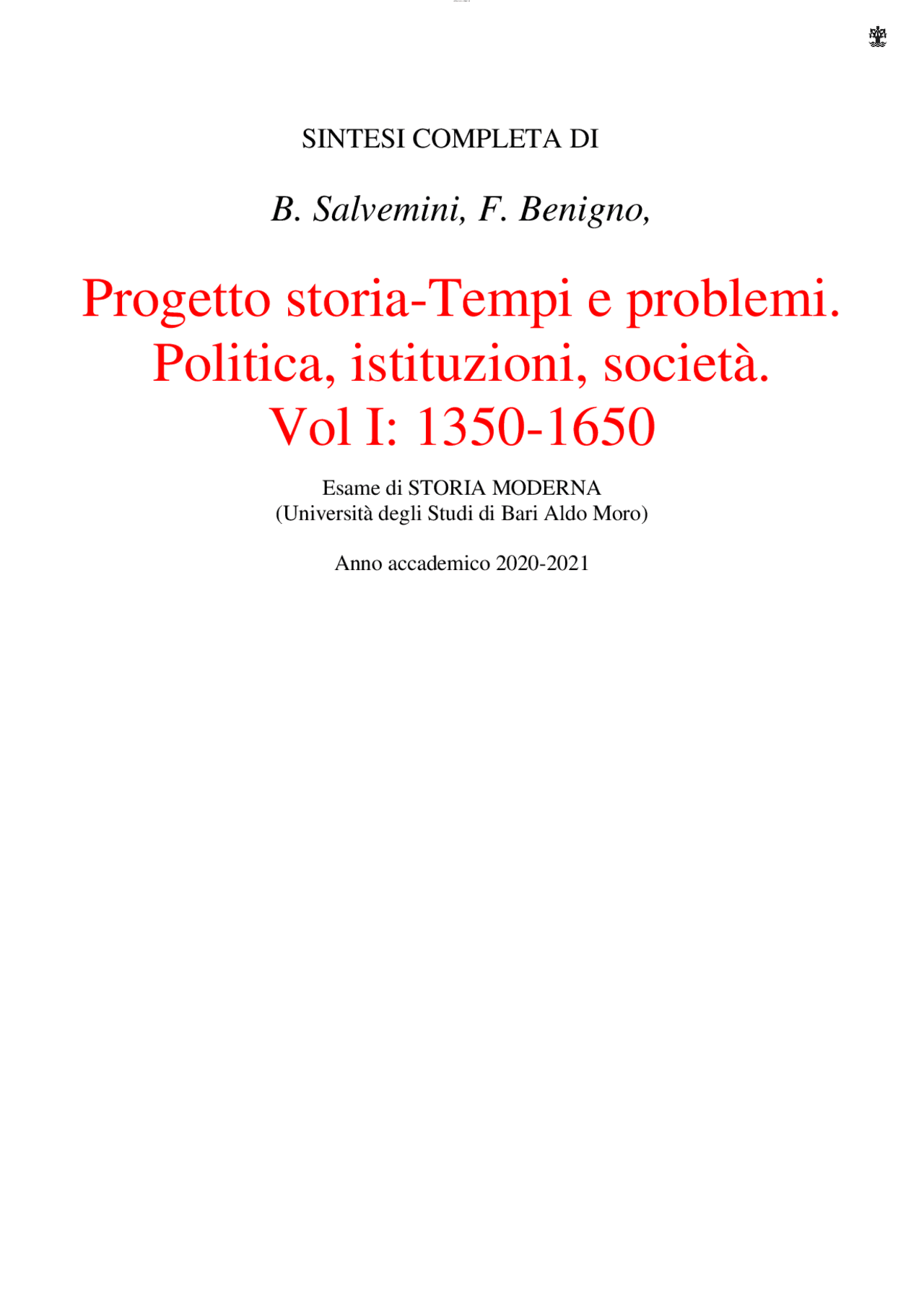 Progetto Storia Tempi E Problemi Politica Istituzioni Società Docsity