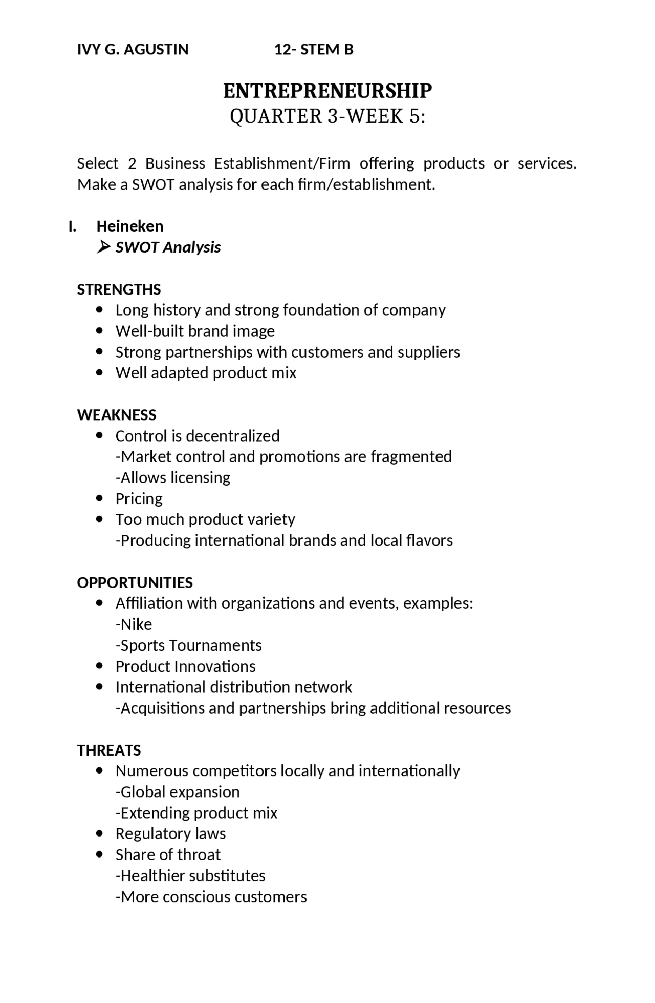 Swot Analysis Docsity