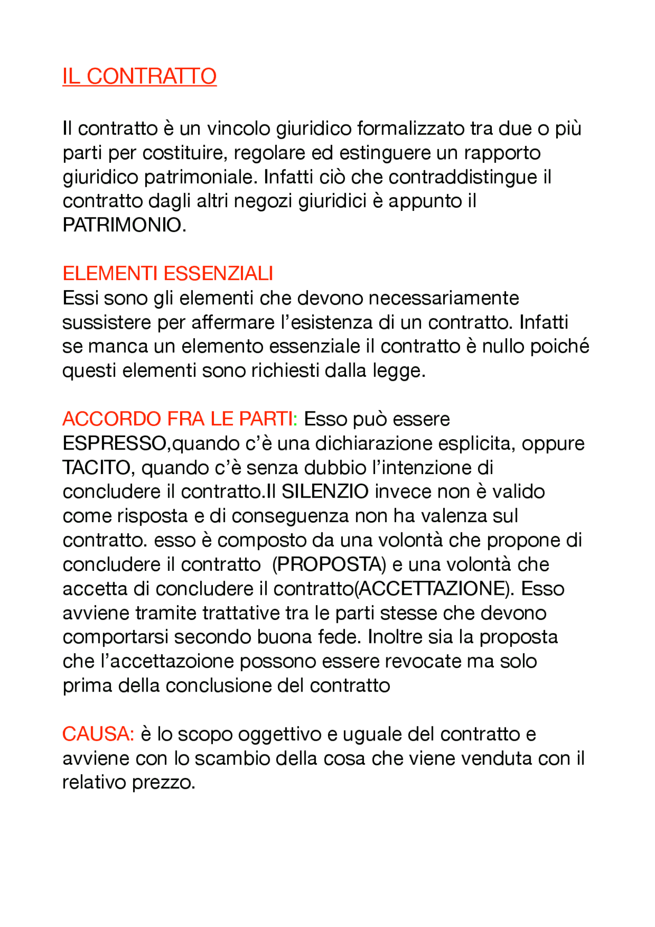 Spiegazione di cosa è il contratto (caratteristiche, elementi ...