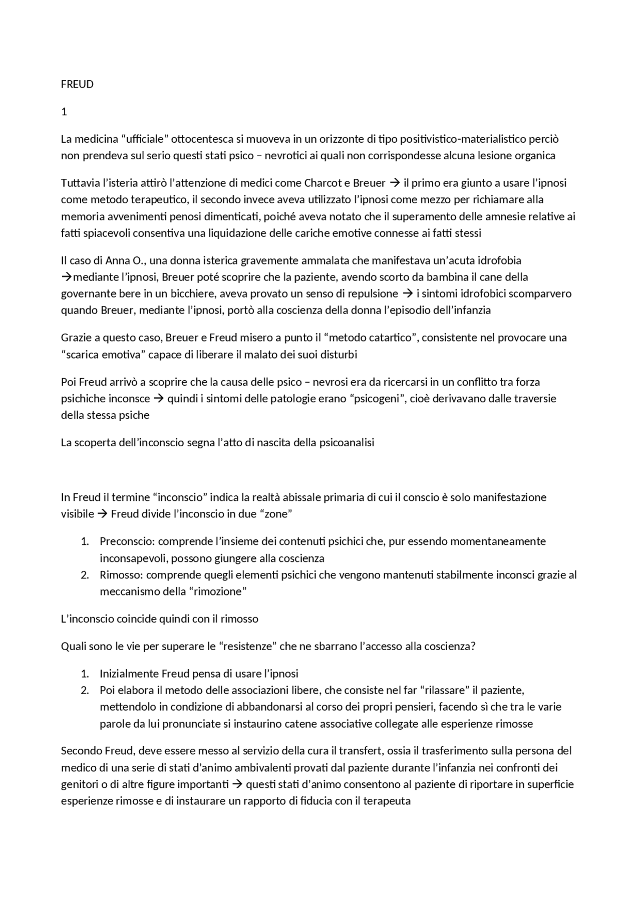 Sigmund Freud e il suo pensiero - Docsity