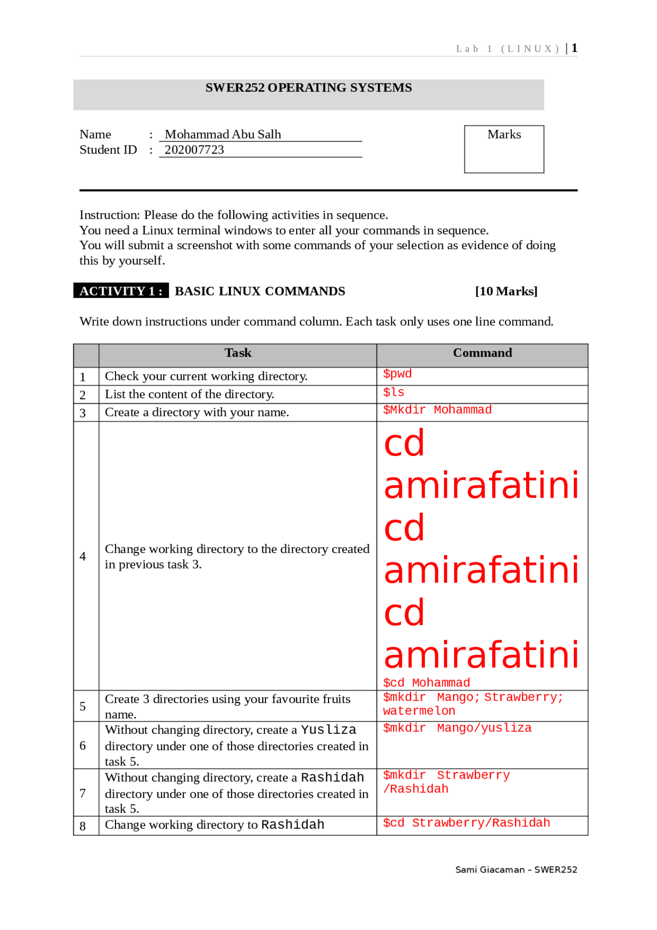 Operating Systems Worksheet 1 Docsity 