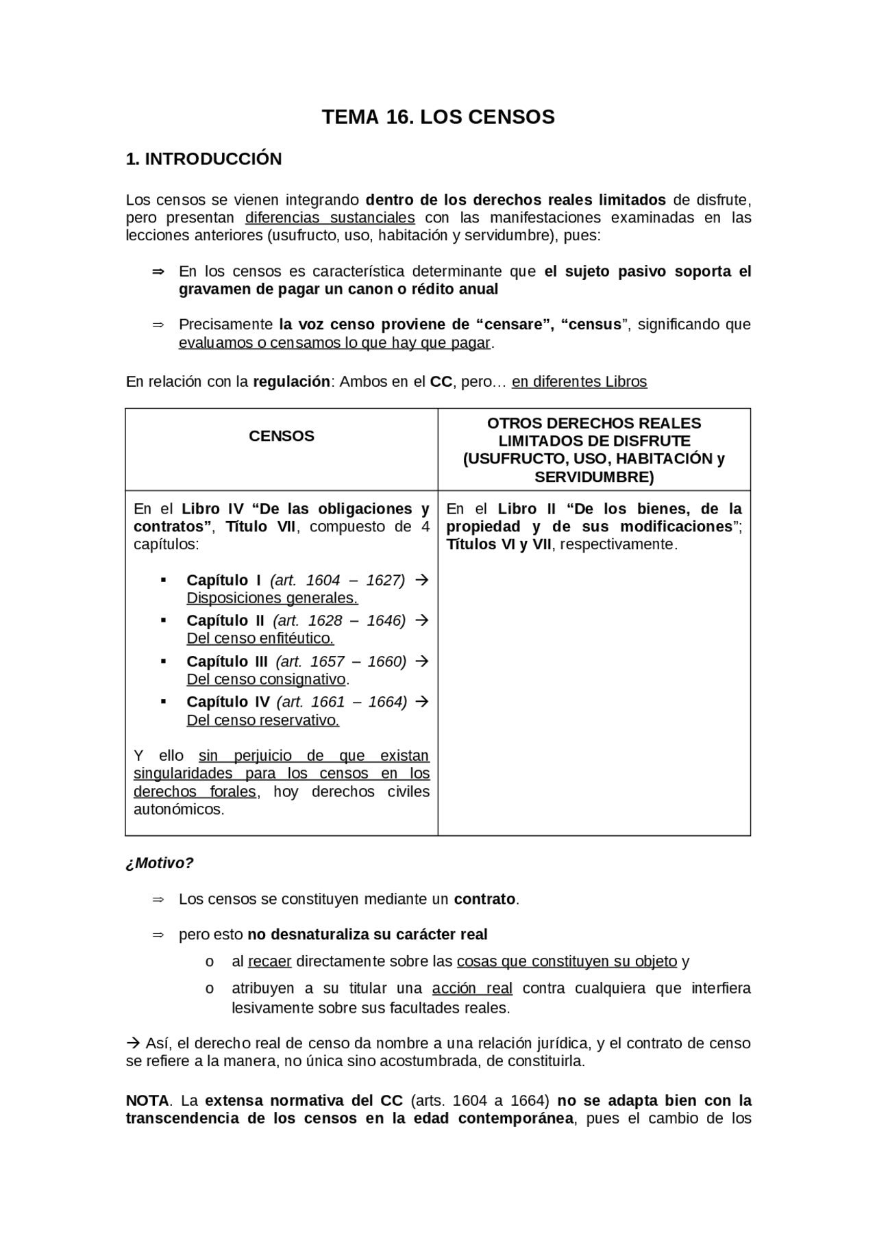 Censos. Derecho Civil III - Docsity