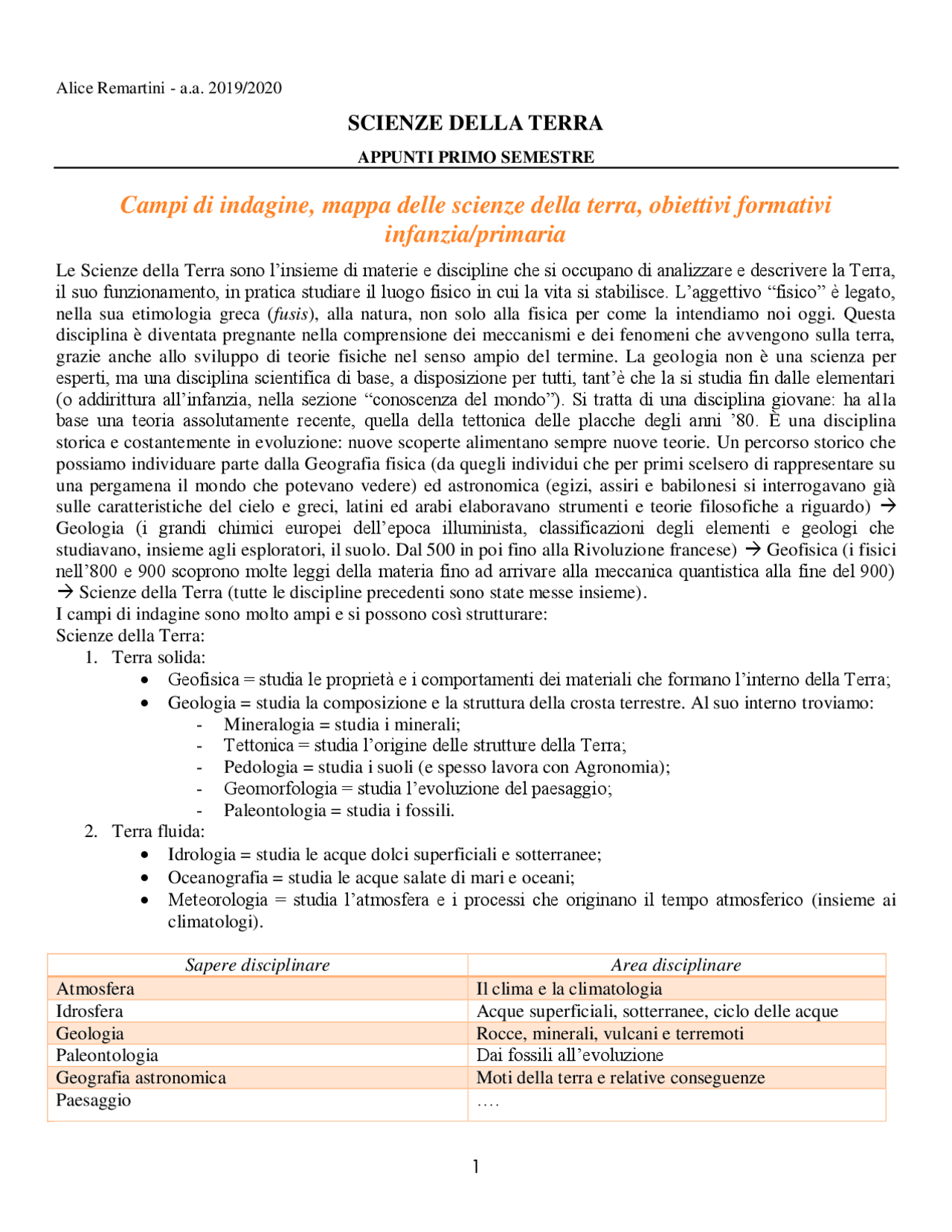 Appunti Di Scienze Della Terra E Alimentazione Docsity