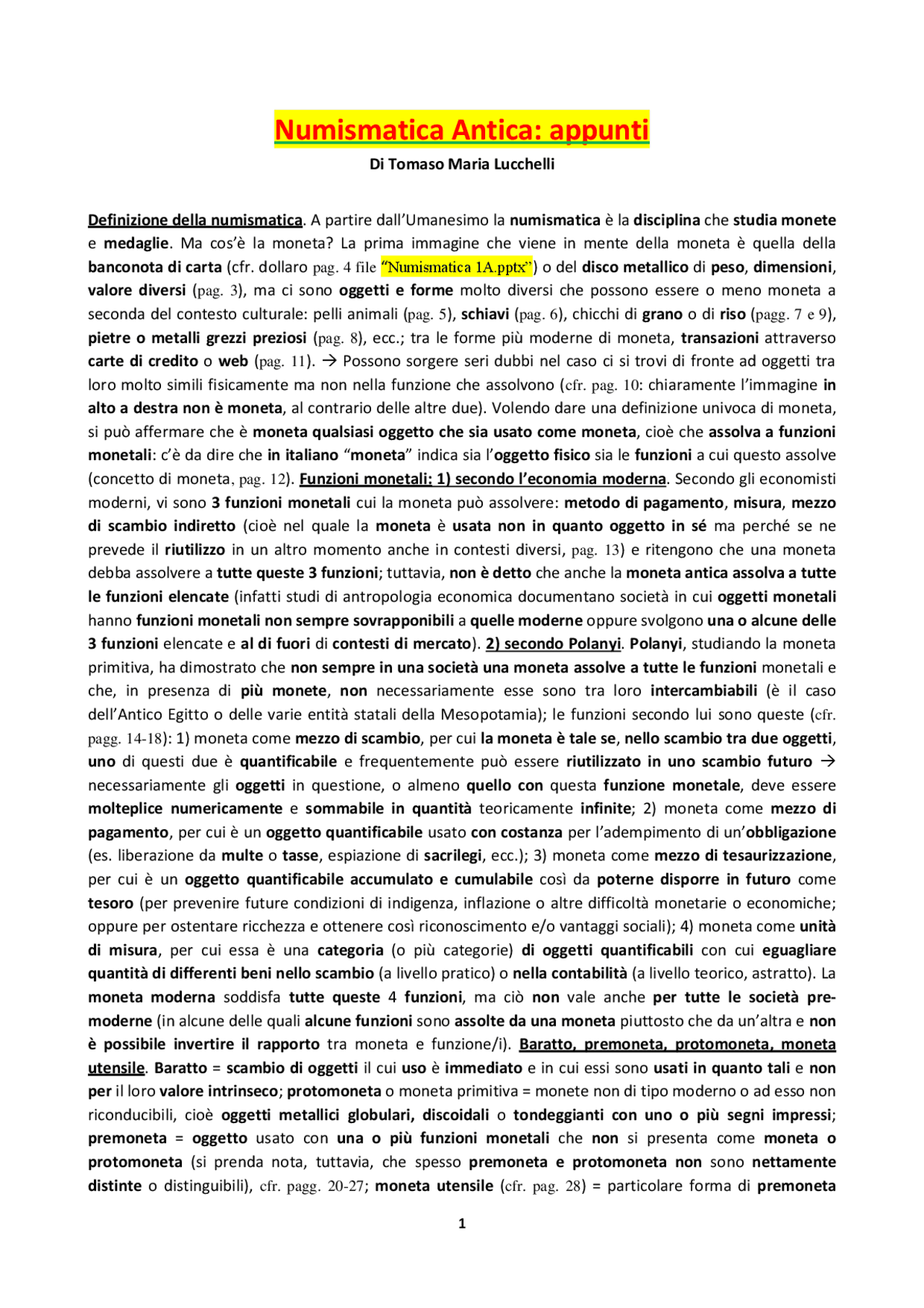 Appunti Lezioni Del Corso Numismatica Antica” Di Lucchelli Docsity