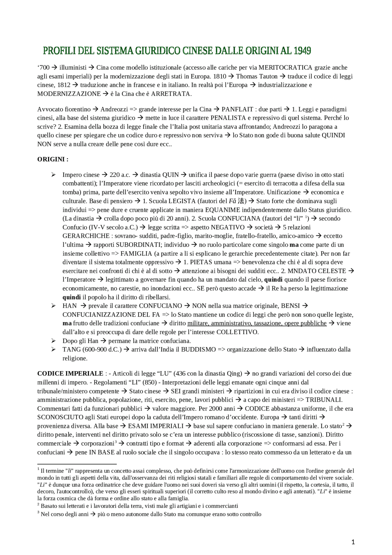 Diritto cinese, dalle origini ad oggi - Docsity