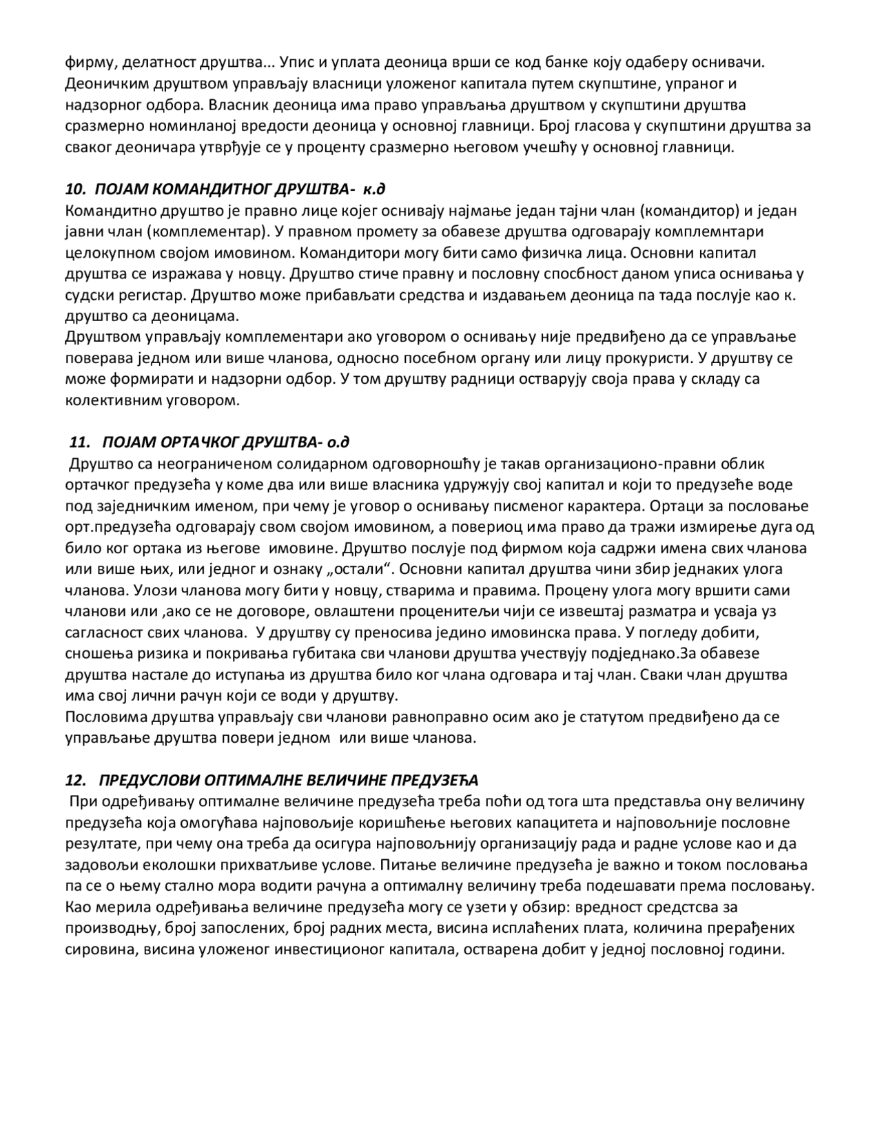 Osnovi poslovanja pitanja za ispit | Ispiti' predlog Matematika - Docsity