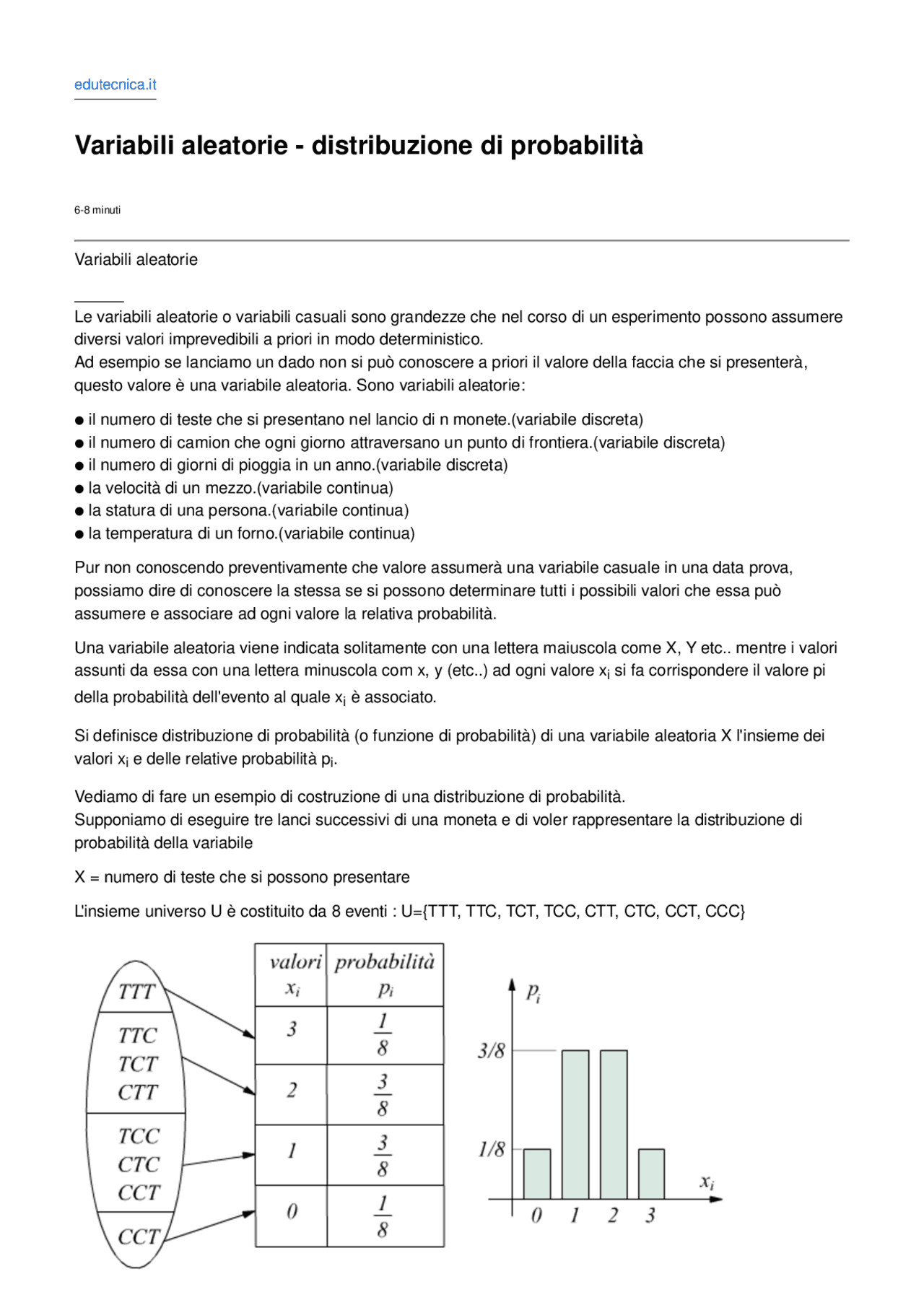 Variabili Aleatorie Appunti Per Poterle Capire Docsity