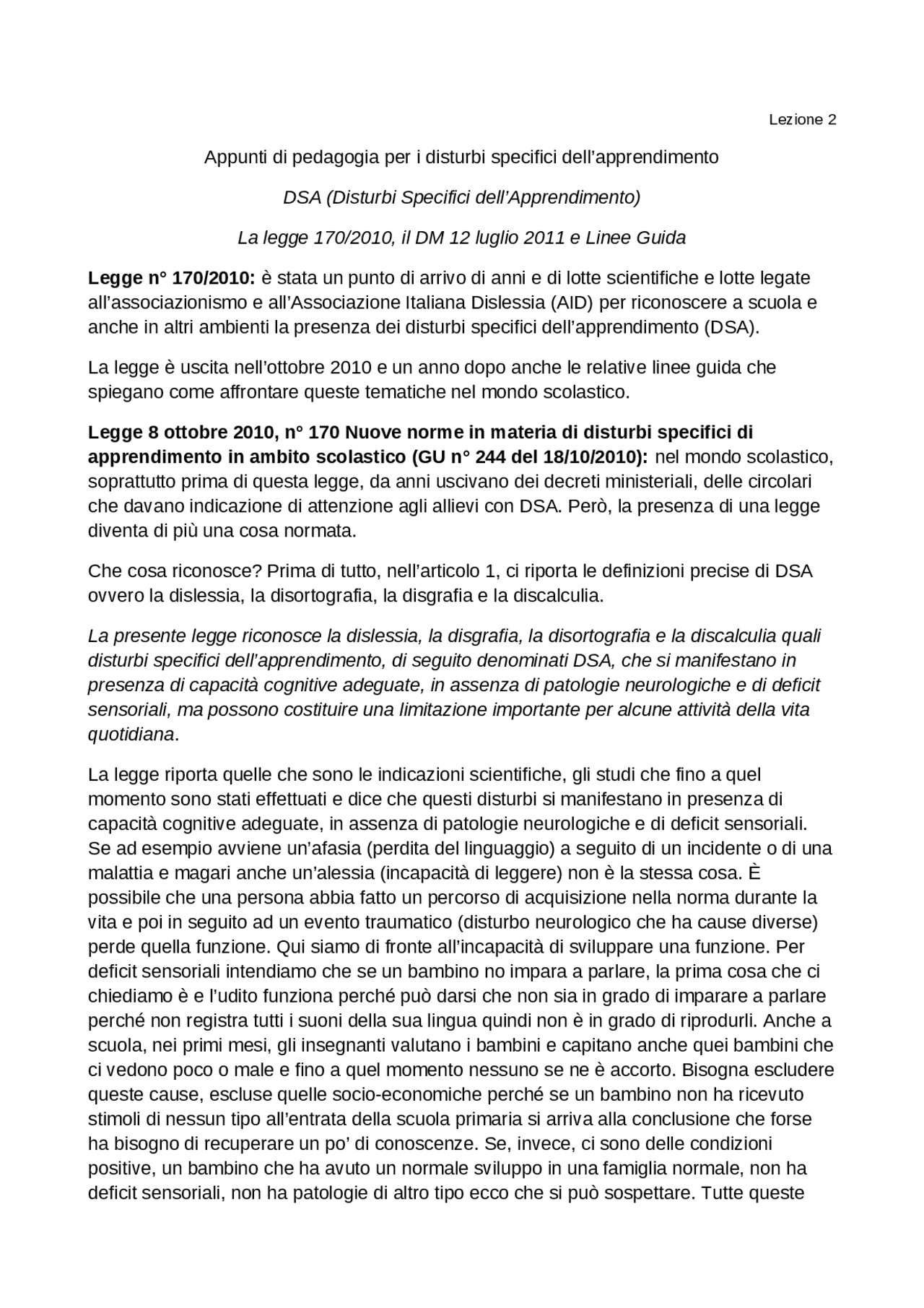 Appunti Di Pedagogia Per Le Difficoltà Di Apprendimento Prof